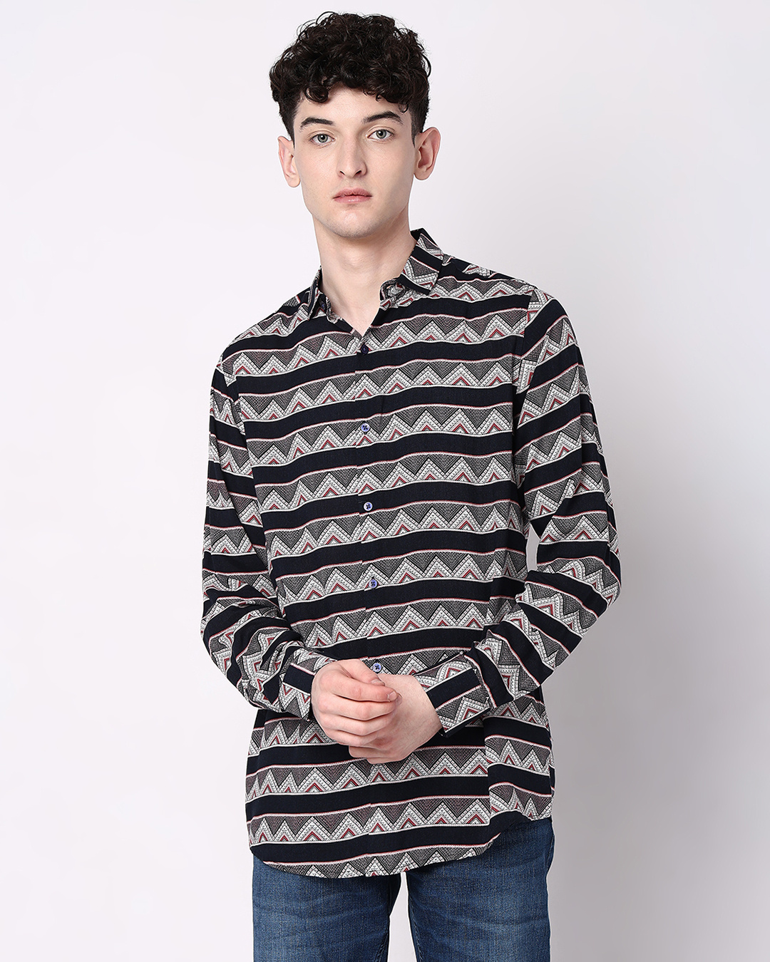 Buy Men's Blue Geometric Printed Shirt Online at Bewakoof