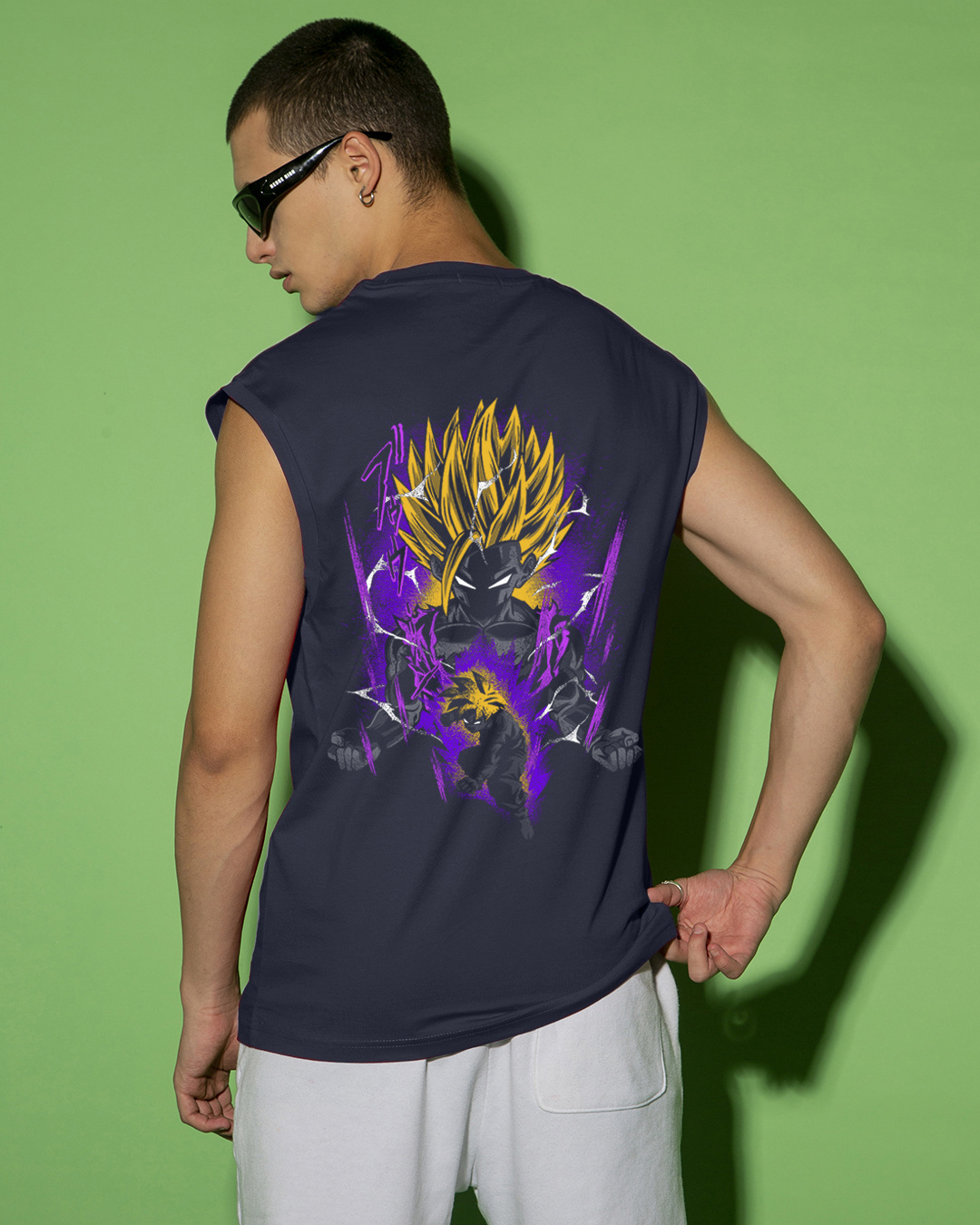 Buy Men's Blue Gohan Graphic Printed Boxy Fit Vest Online at Bewakoof