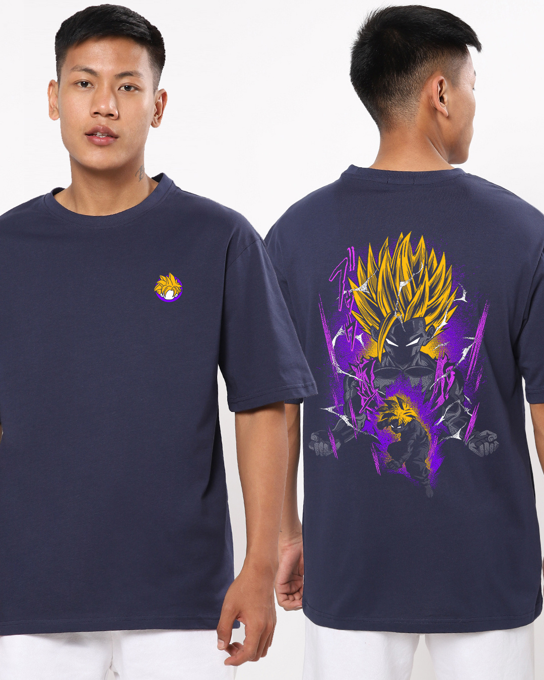 Buy Men's Blue Gohan Graphic Printed Oversized T-shirt Online at Bewakoof