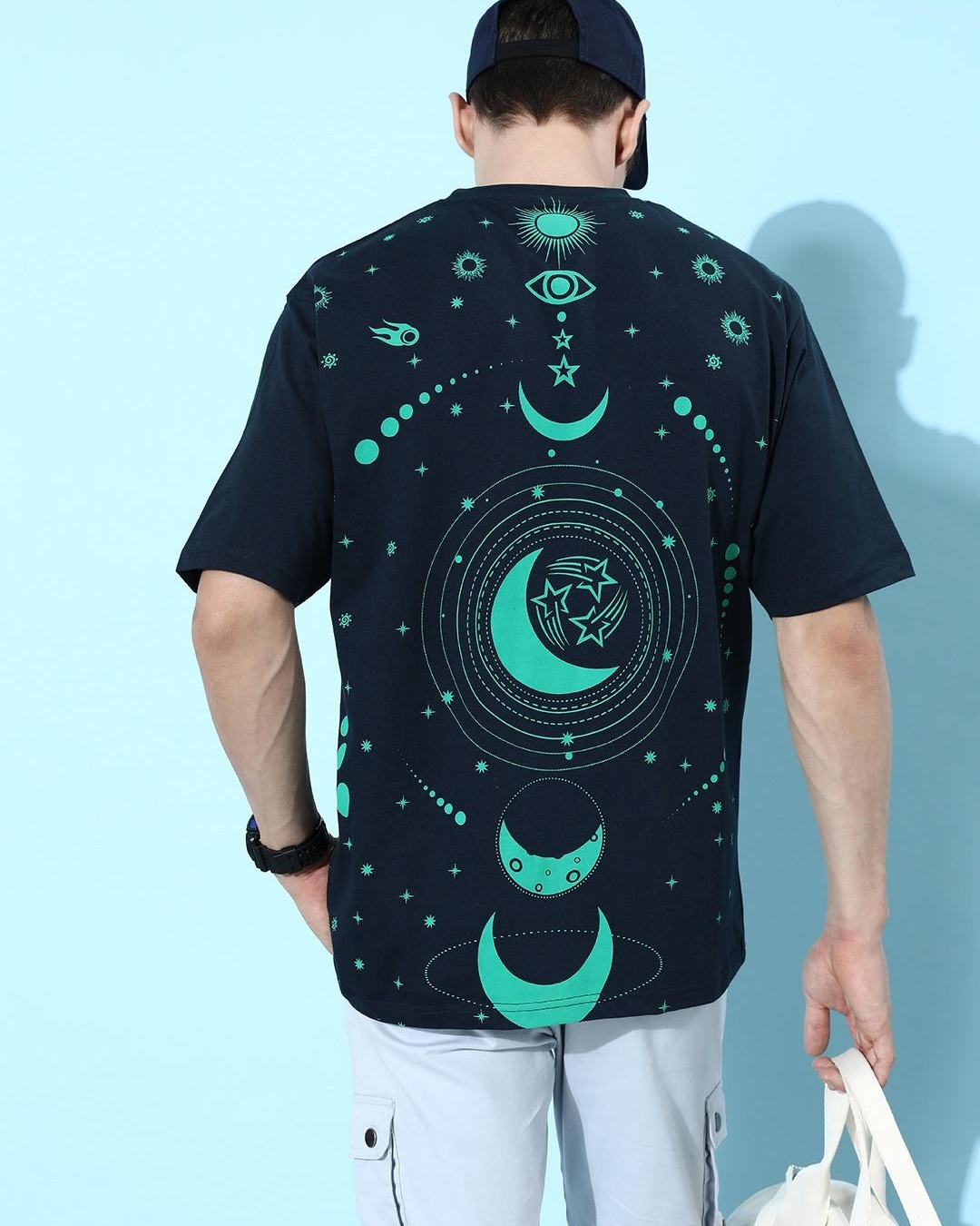 Buy Men's Blue Graphic Printed Oversized T-shirt Online at Bewakoof