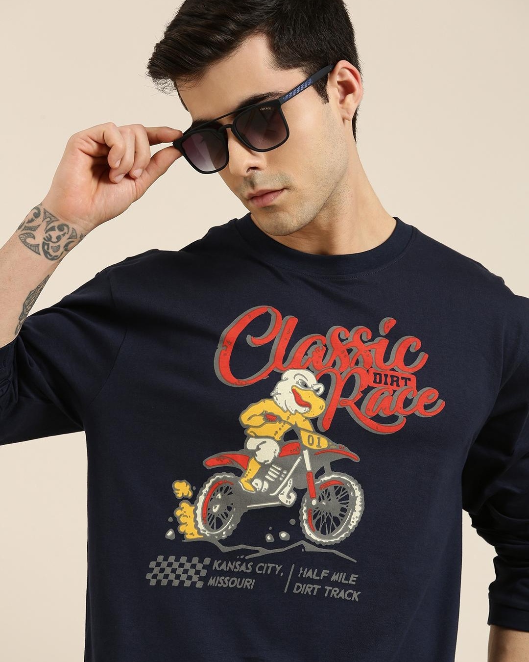 Buy Men's Blue Graphic Printed Oversized T-shirt Online at Bewakoof