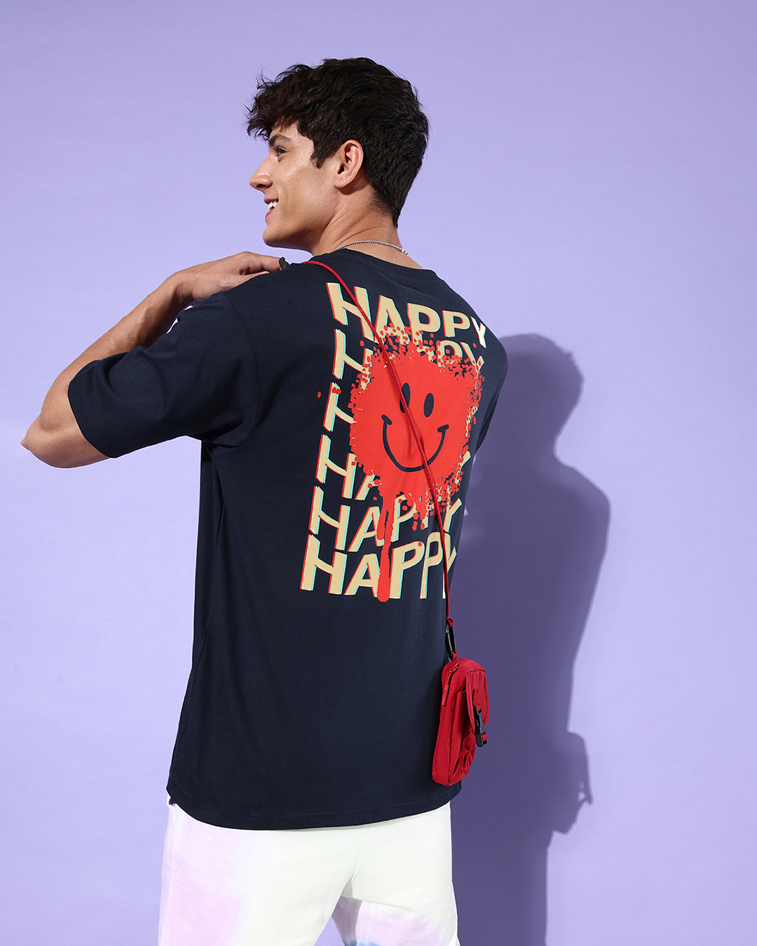 Buy Men's Blue Graphic Printed Oversized T-shirt Online at Bewakoof