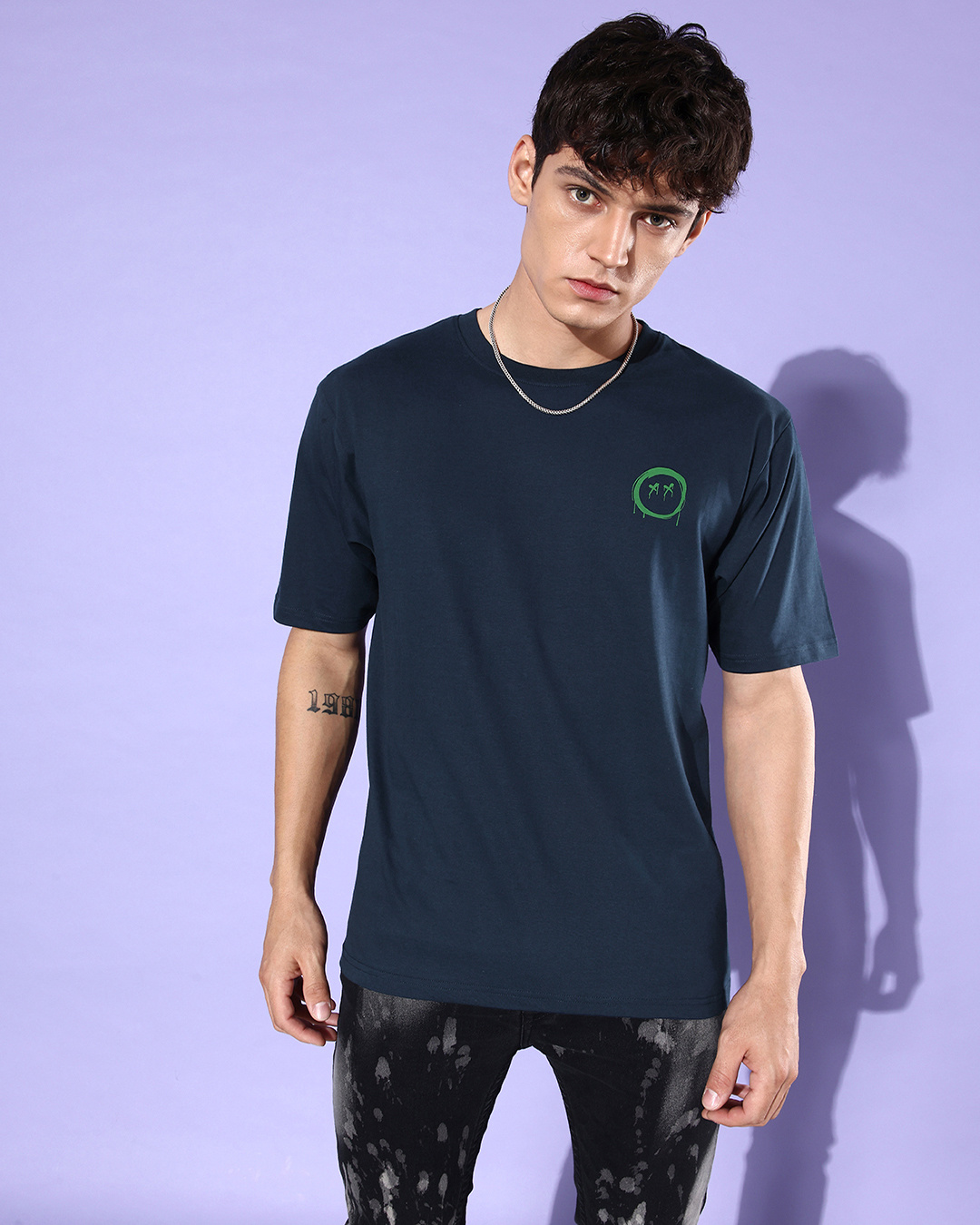 Buy Men's Blue Graphic Printed Oversized T-shirt Online at Bewakoof