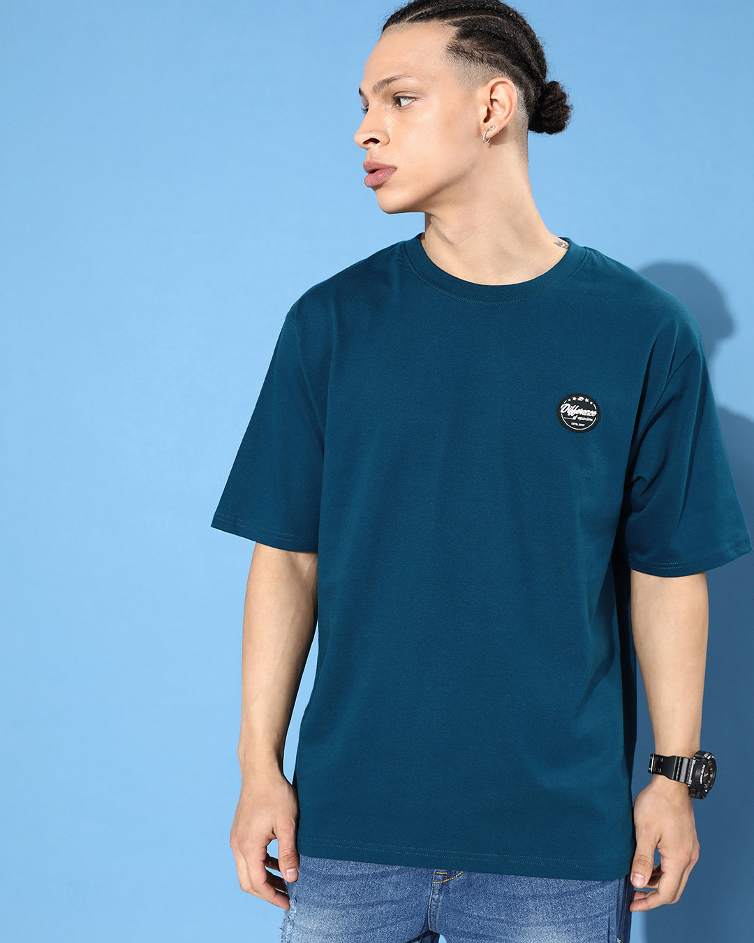 Buy Men's Blue Graphic Printed Oversized T-shirt Online at Bewakoof