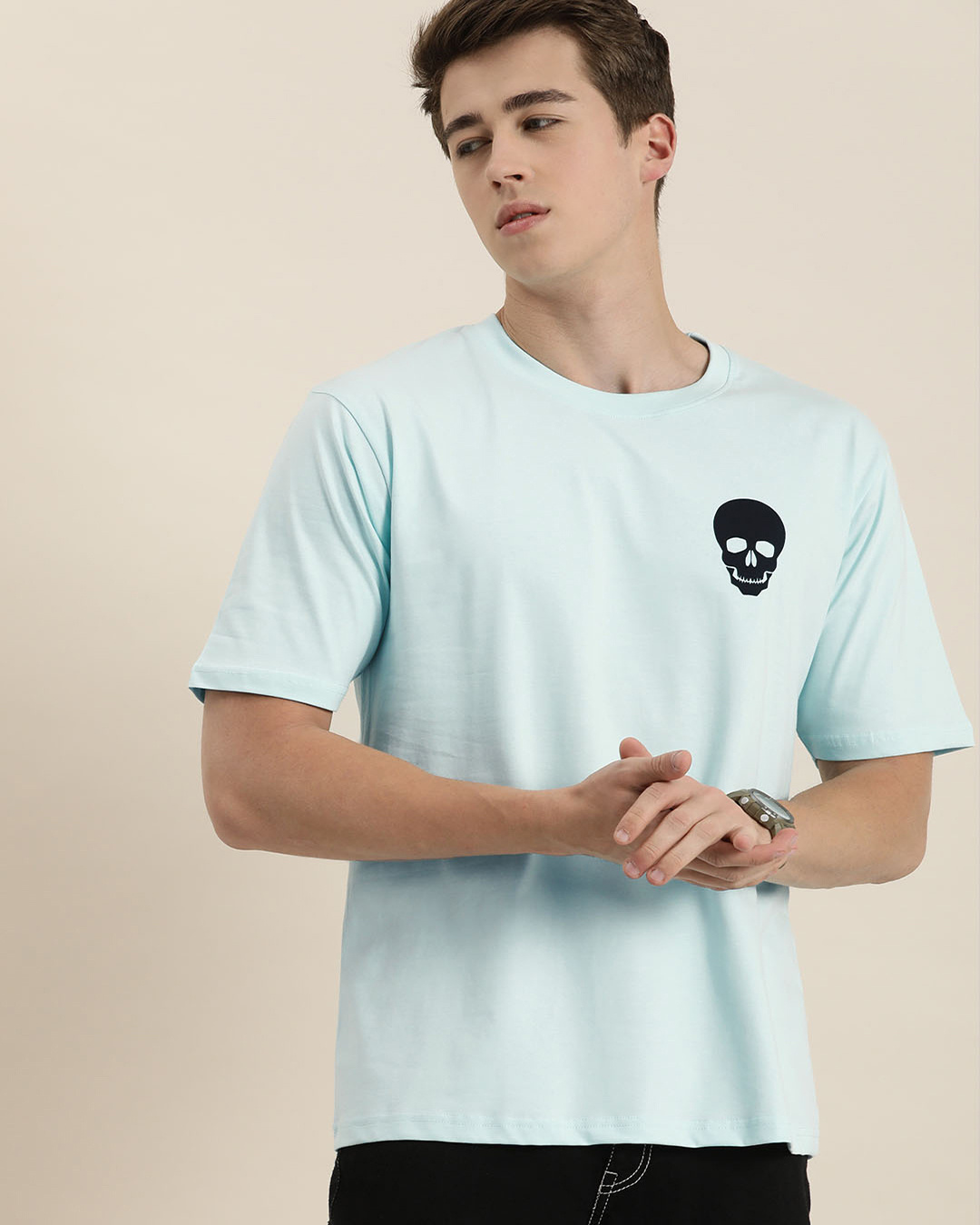 Buy Men's Blue Graphic Printed Oversized T-shirt Online at Bewakoof