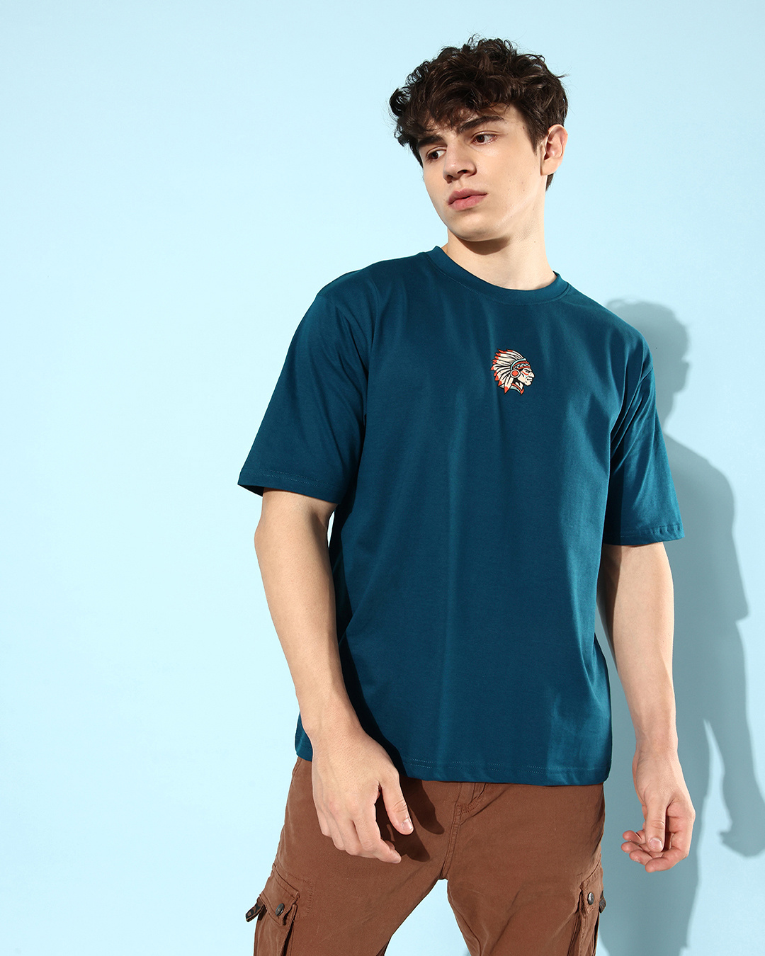 Buy Men's Blue Graphic Printed Oversized T-shirt Online at Bewakoof