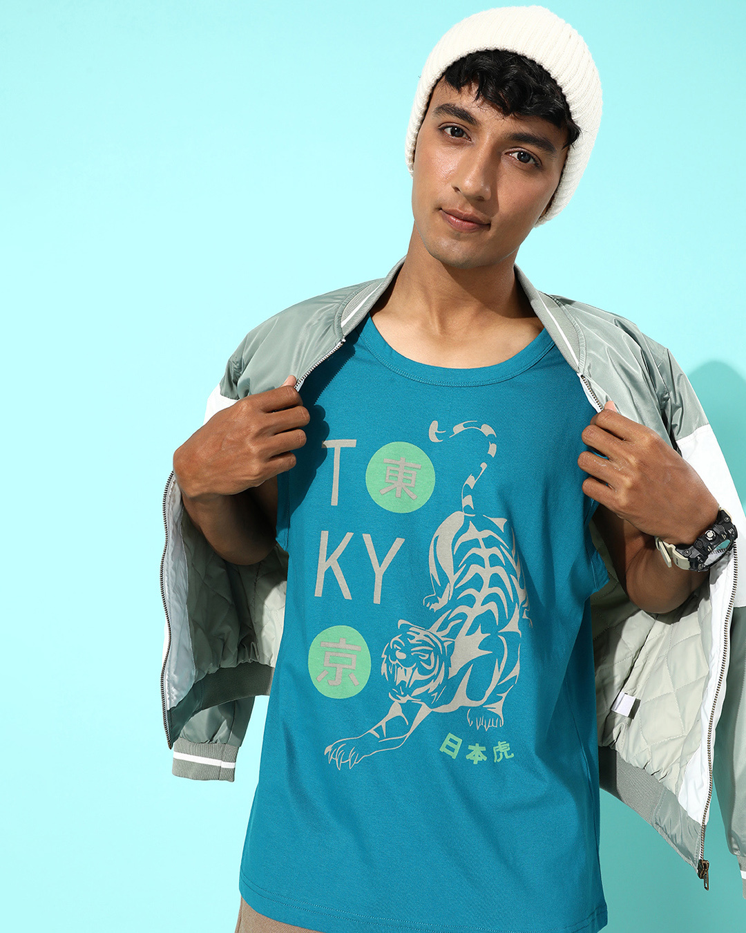 Buy Men's Blue Graphic Printed Oversized Vest Online at Bewakoof