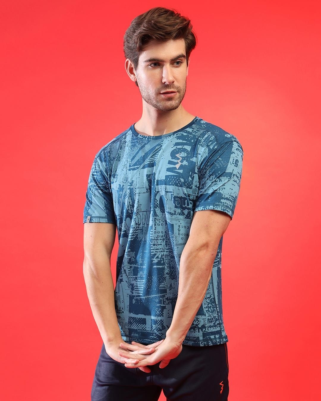 Buy Men's Blue Graphic Printed T-shirt Online at Bewakoof