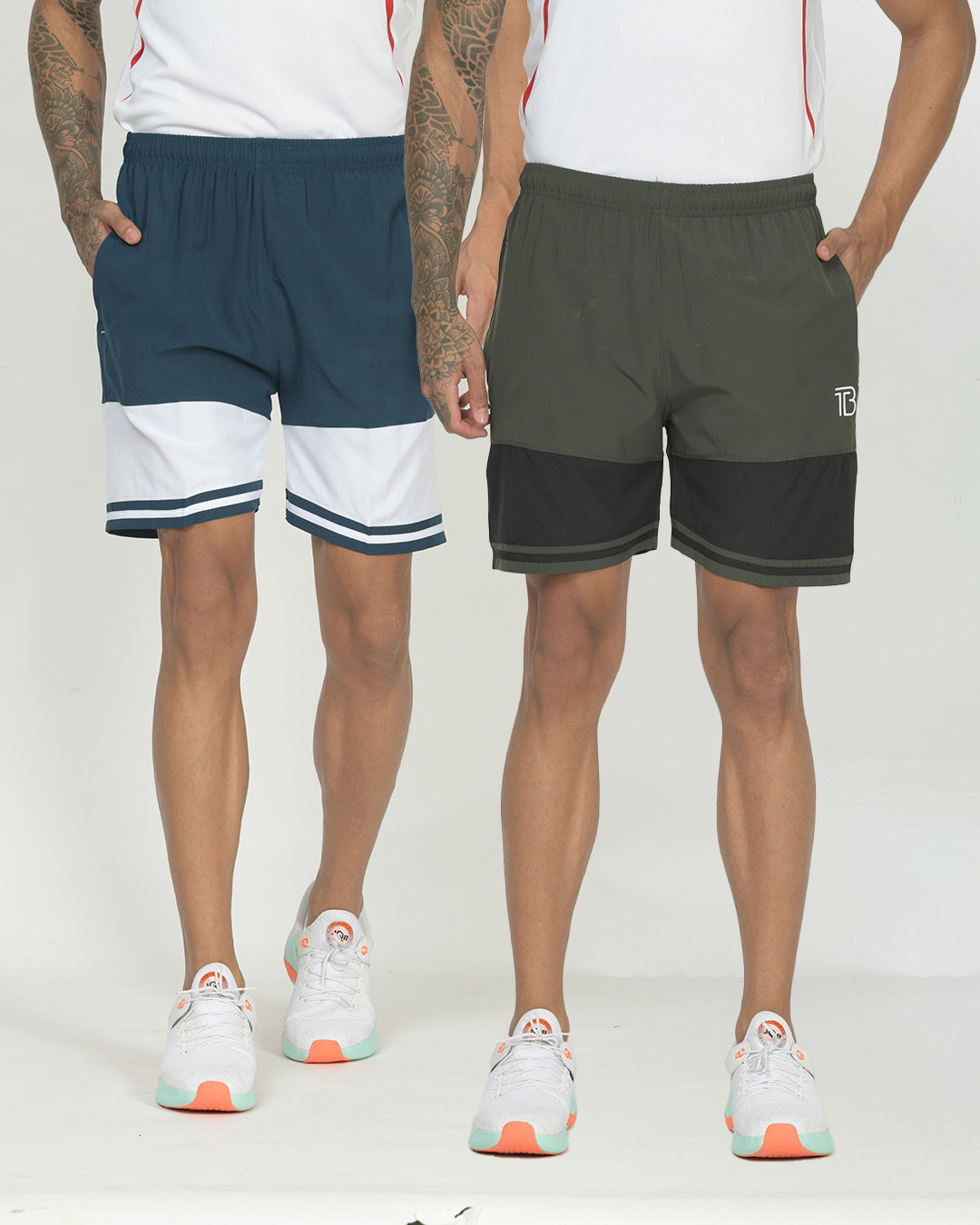 Buy Pack of 2 Men's Blue & Green Color Block Shorts Online at Bewakoof