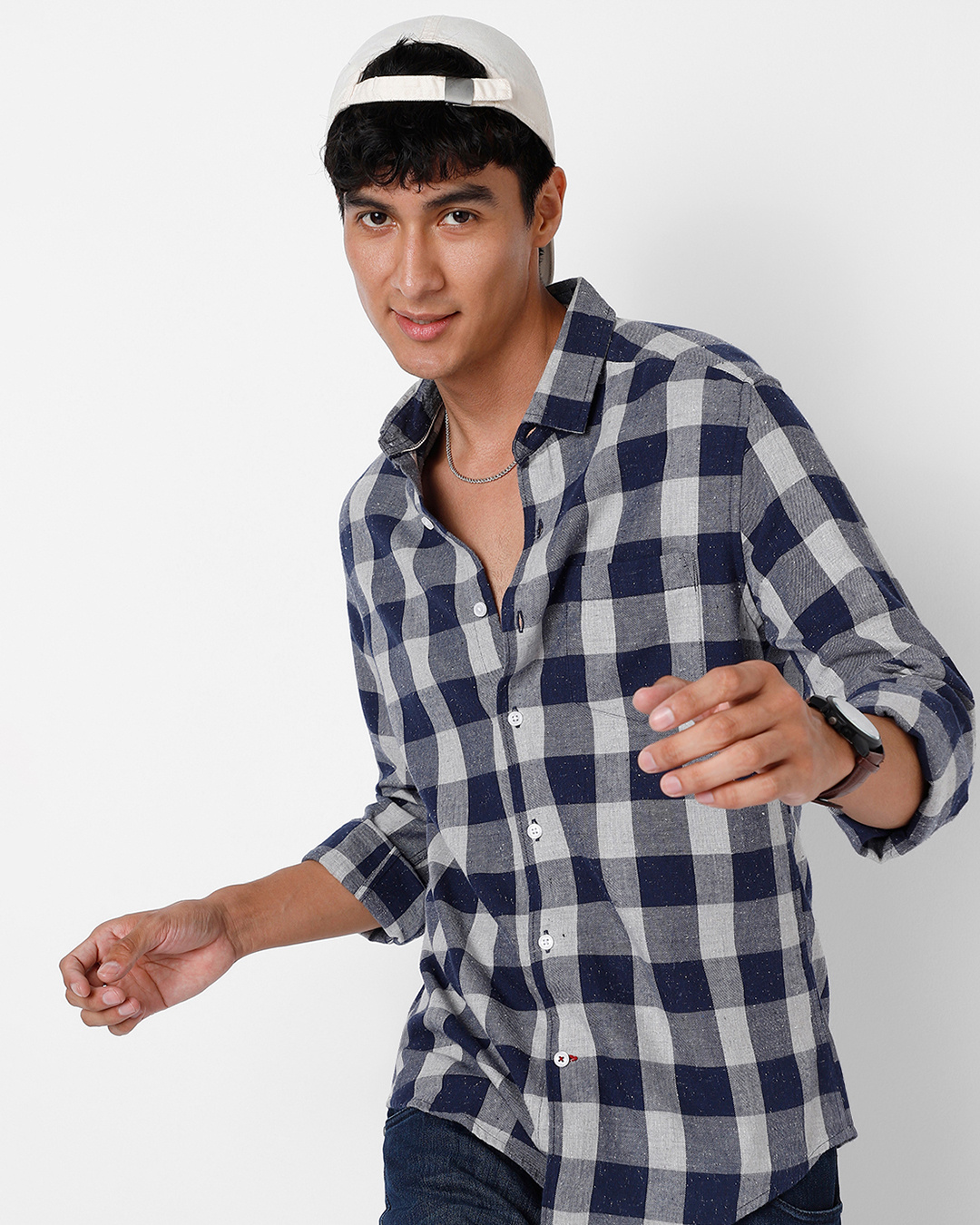 Buy Men's Blue & Grey Checked Shirt Online at Bewakoof