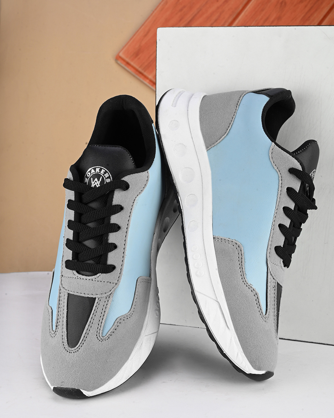 Buy Men's Blue & Grey Color Block Sneakers Online in India at Bewakoof