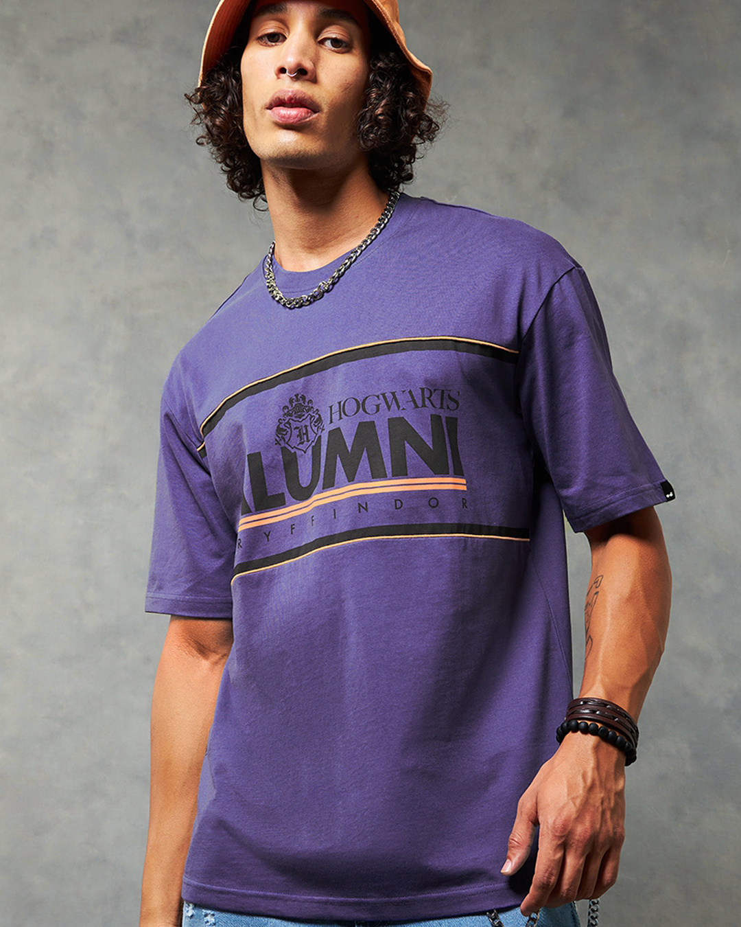 Buy Men's Skipper Blue Gryffindor Graphic Printed Oversized T-shirt ...