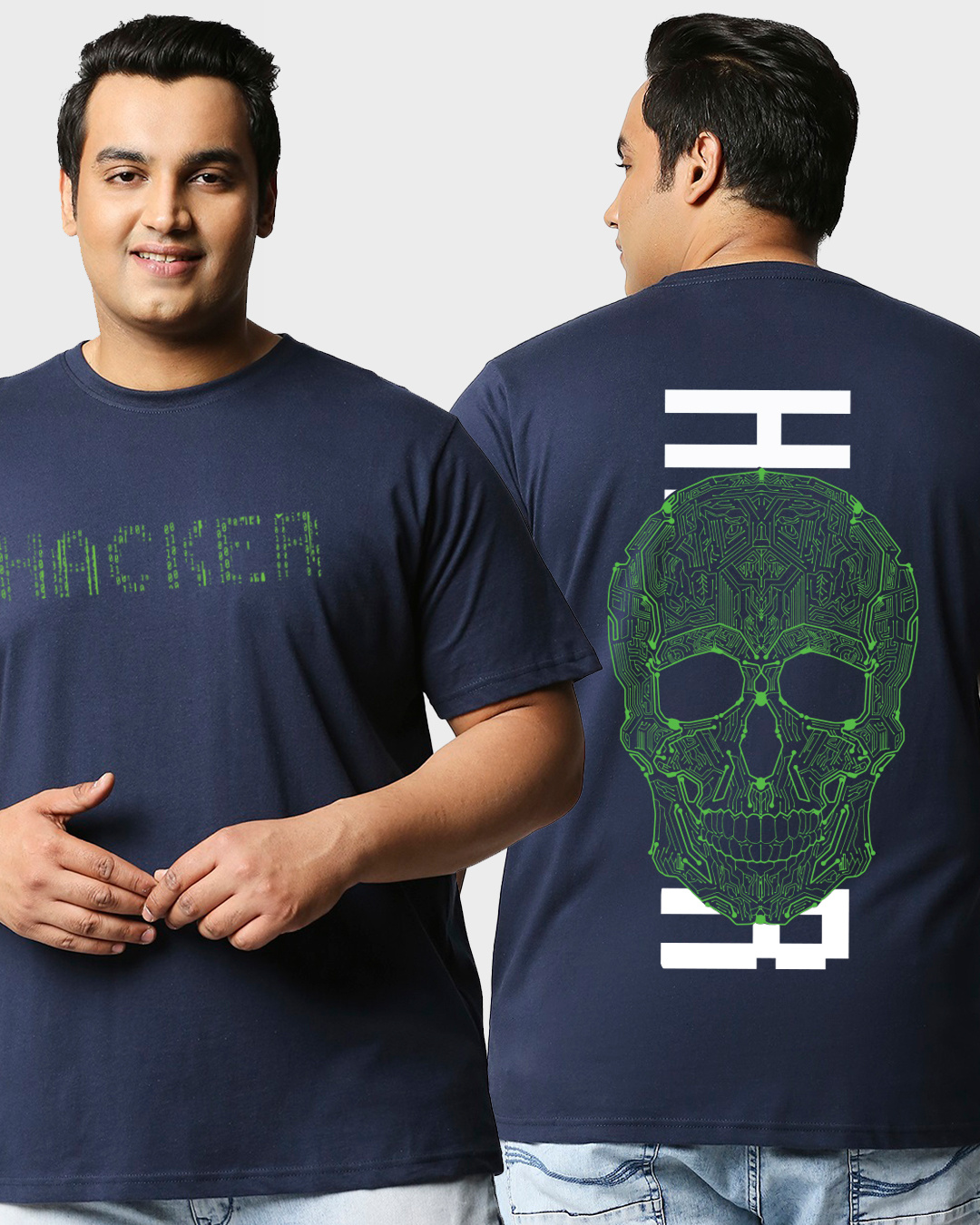 Buy Men's Blue Hacker Graphic Printed Oversized Plus Size T-shirt ...