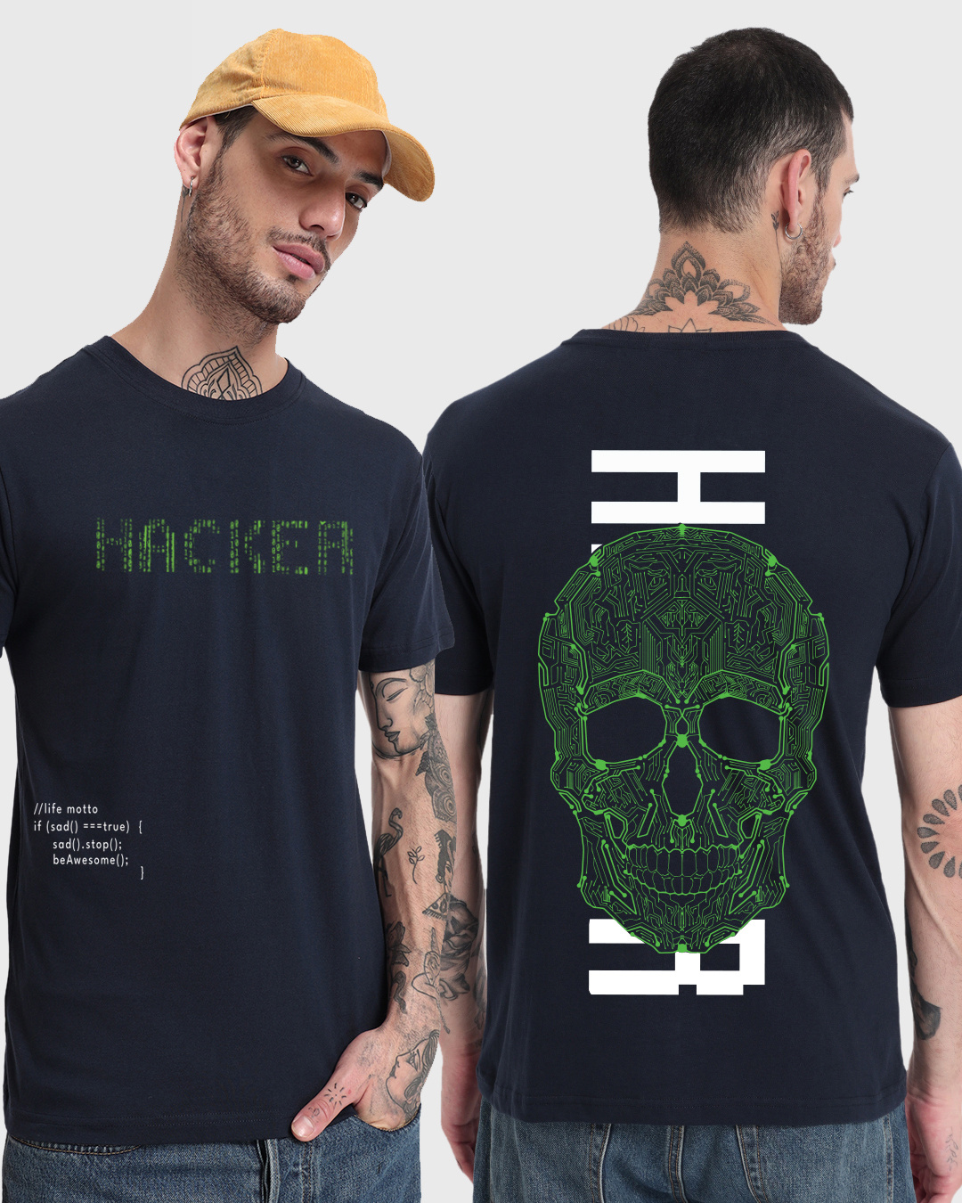 Buy Men's Blue Hacker Graphic Printed T-shirt Online at Bewakoof