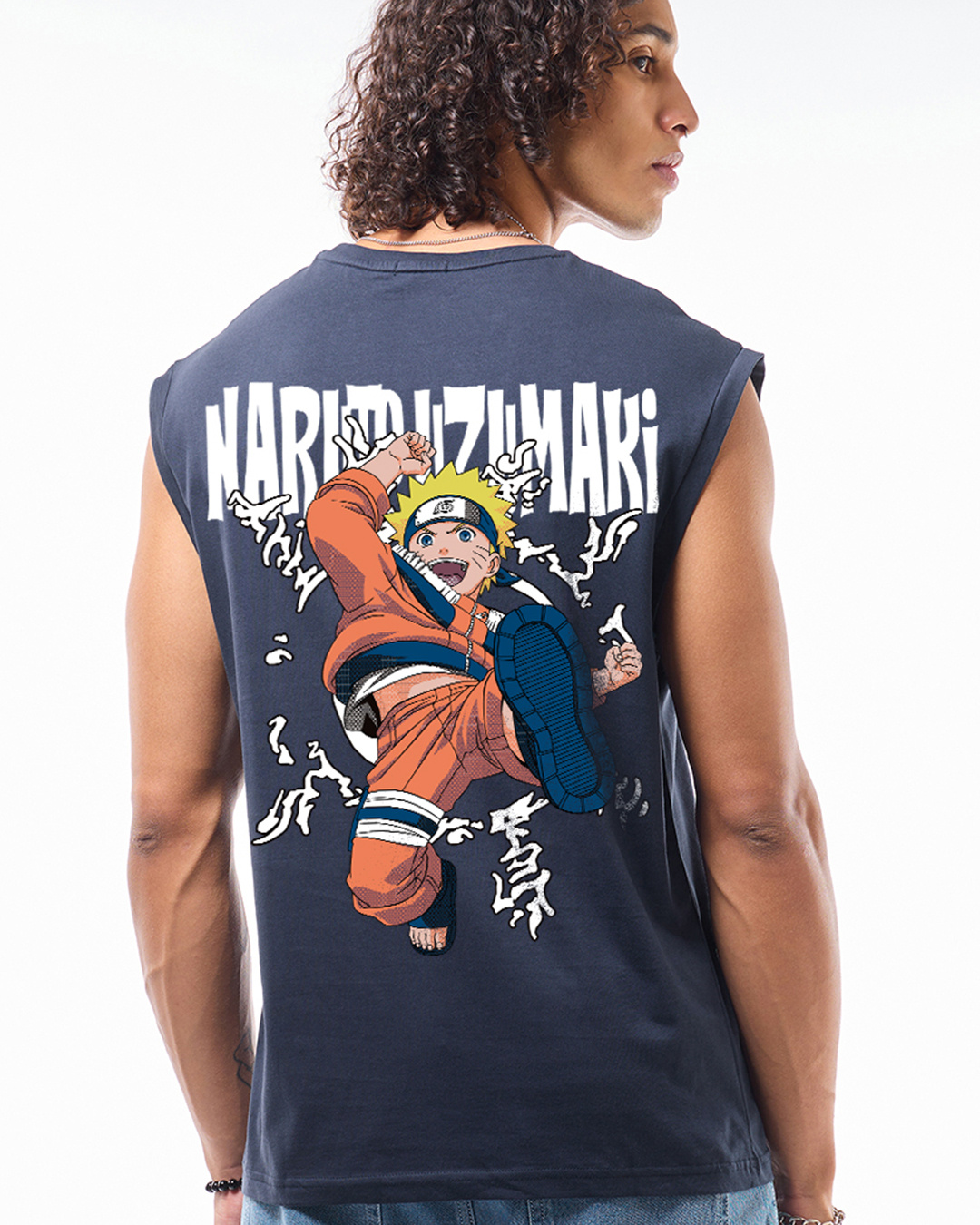 Buy Men's Blue Happy Naruto Graphic Printed Boxy Fit Vest Online at ...
