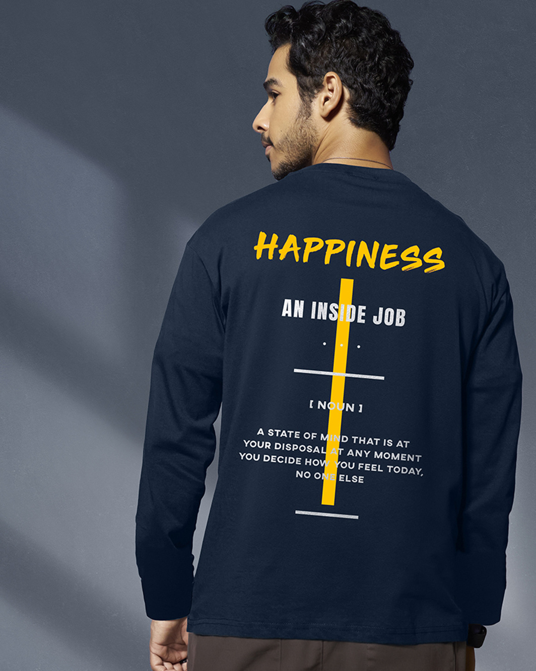 Buy Men's Blue Happy State Graphic Printed T-shirt Online at Bewakoof
