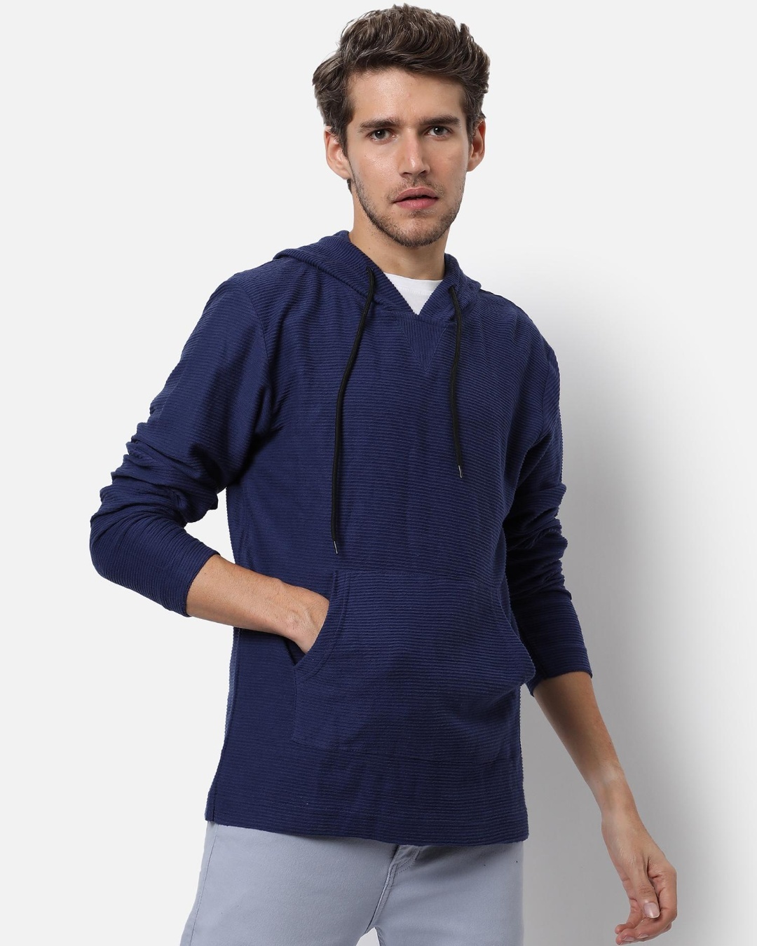 Buy Men's Blue Hooded Sweatshirt Online at Bewakoof