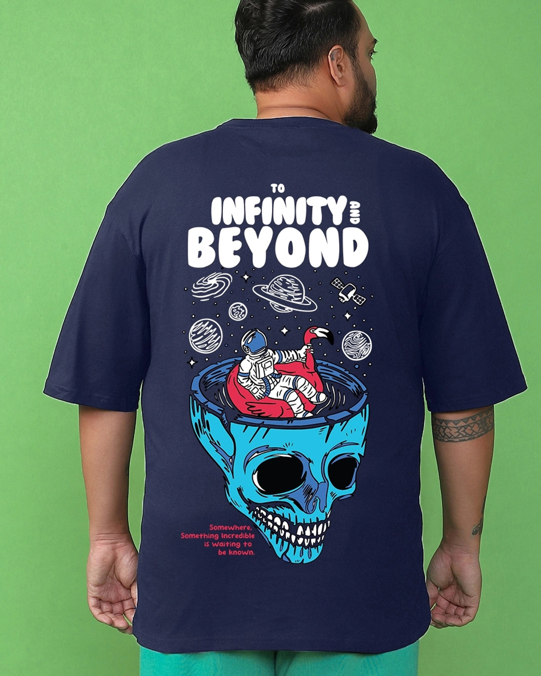 Buy Men's Blue Infinity Space Graphic Printed Oversized Plus Size T-shirt Online at Bewakoof