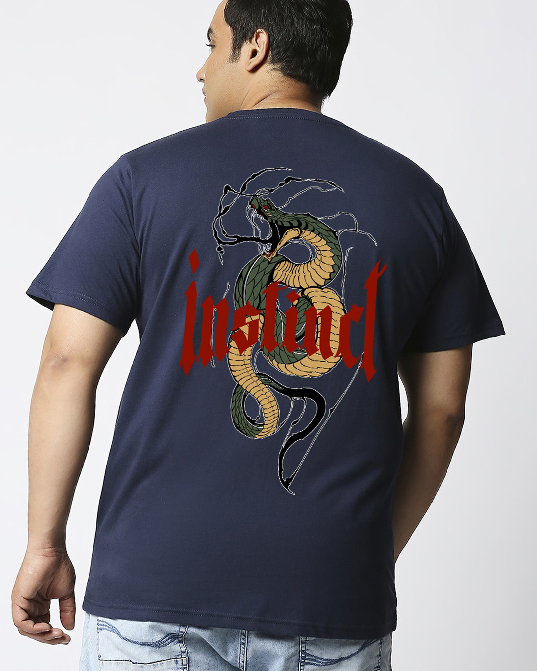 Buy Men's Blue Instinct Graphic Printed Oversized Plus Size T-shirt ...