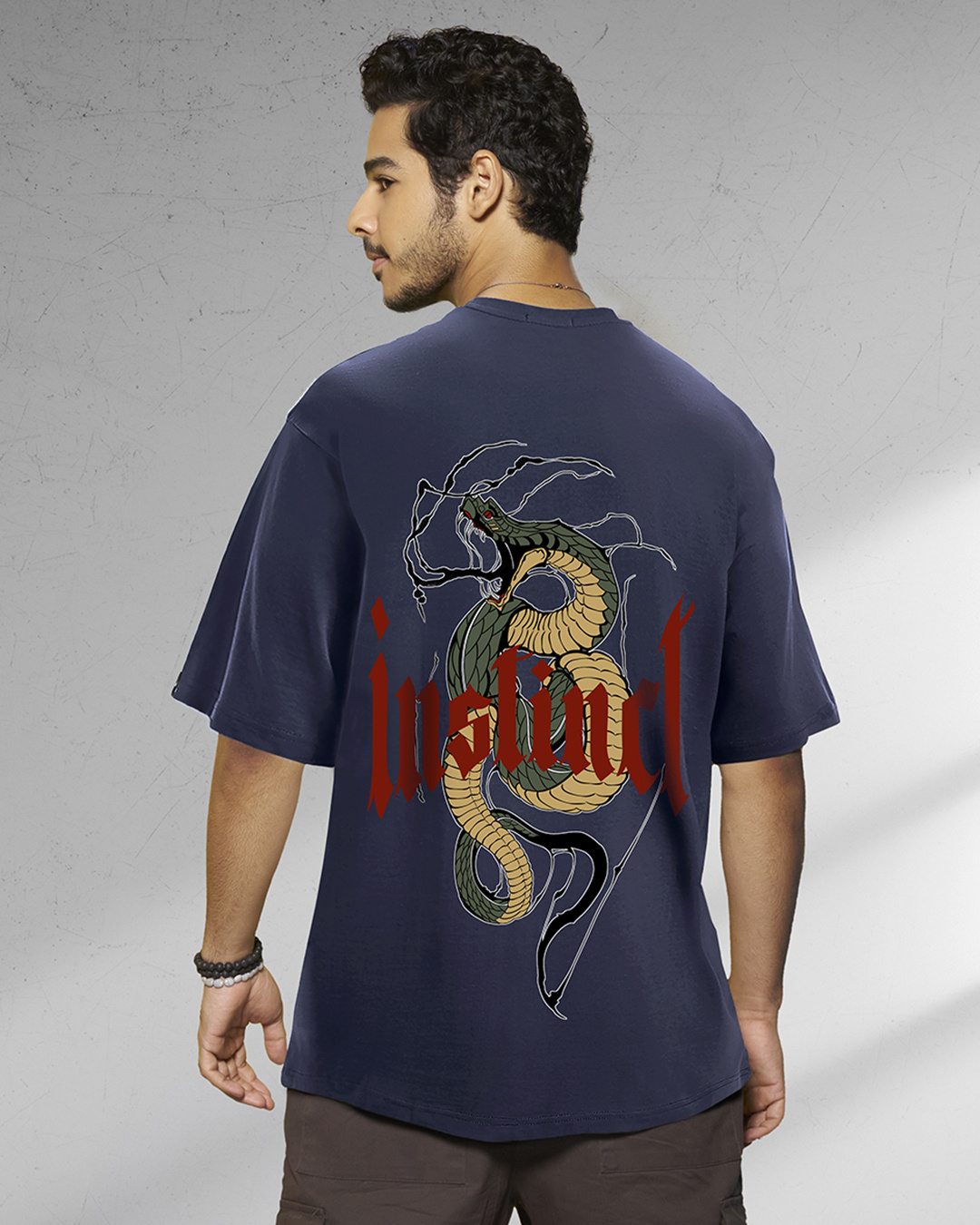 Buy Men's Blue Instinct Graphic Printed Oversized T-shirt Online at ...