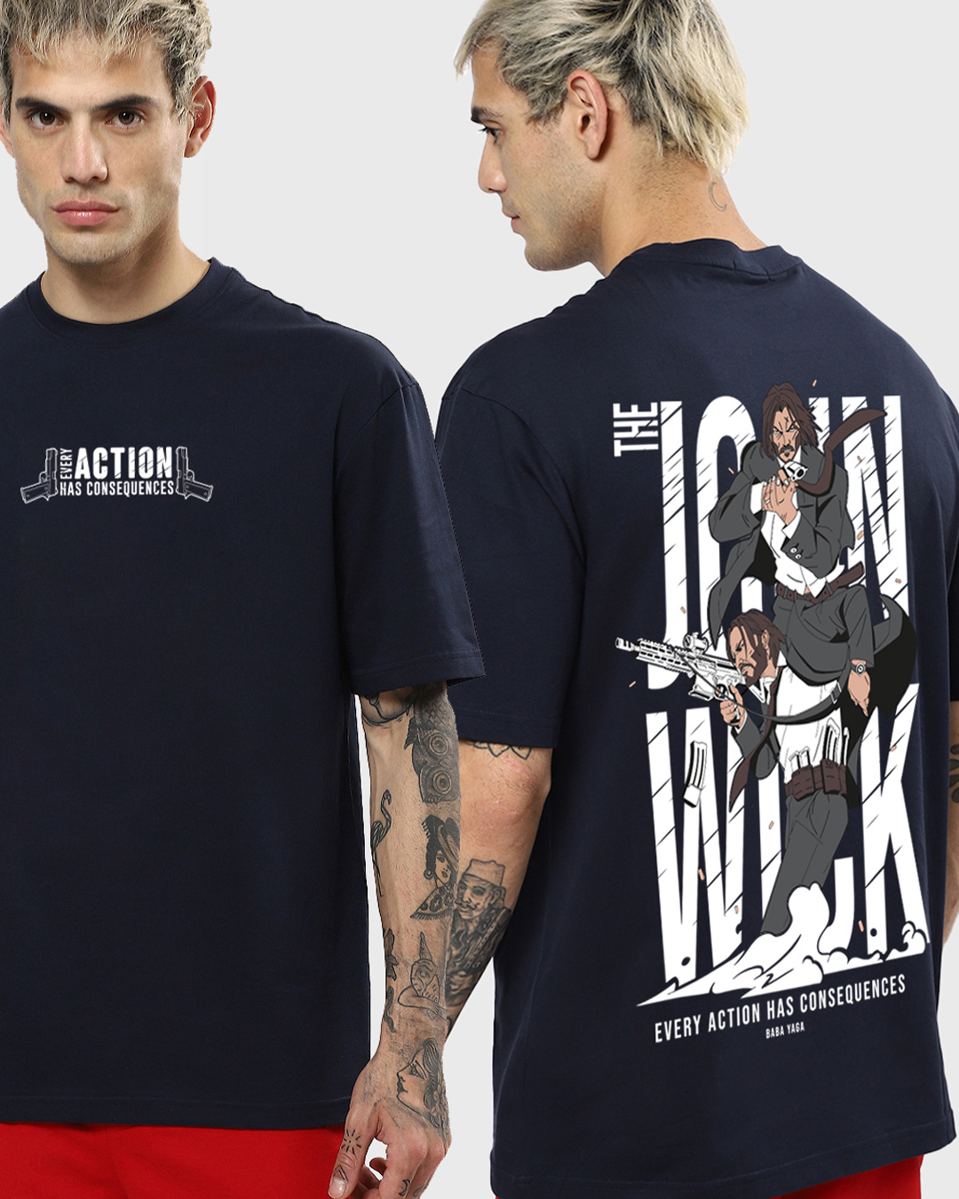 Buy Men's Blue John Wick 4 Graphic Printed Oversized T-shirt Online at ...