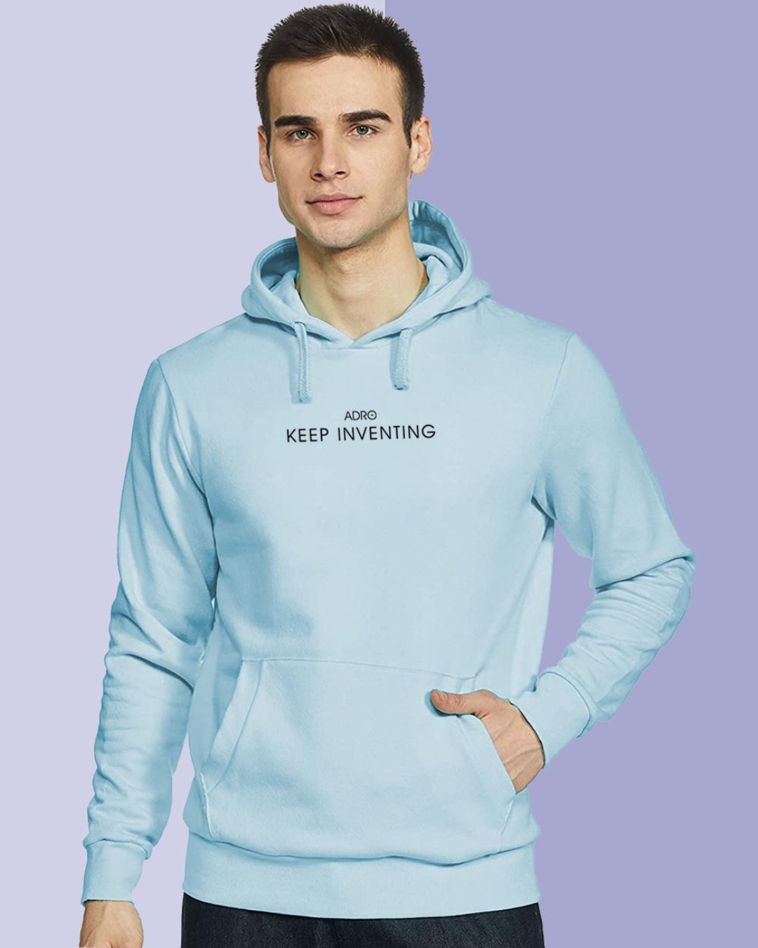 Buy Men's Blue Keep Inventing Typography Hoodie Online in India at Bewakoof