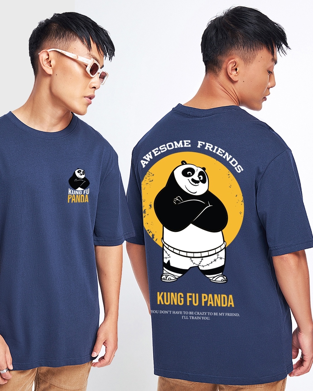 Buy Men's Blue Kung Fu Panda Graphic Printed Oversized T-shirt Online ...