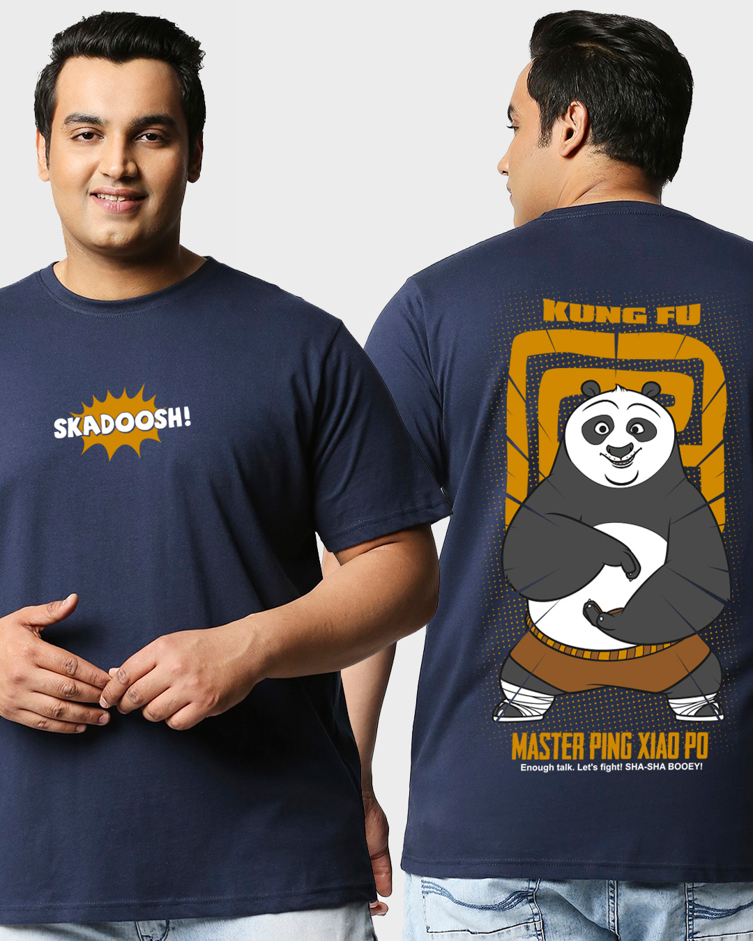 Buy Men's Blue Kung Fu Panda Graphic Printed Oversized Plus Size T ...