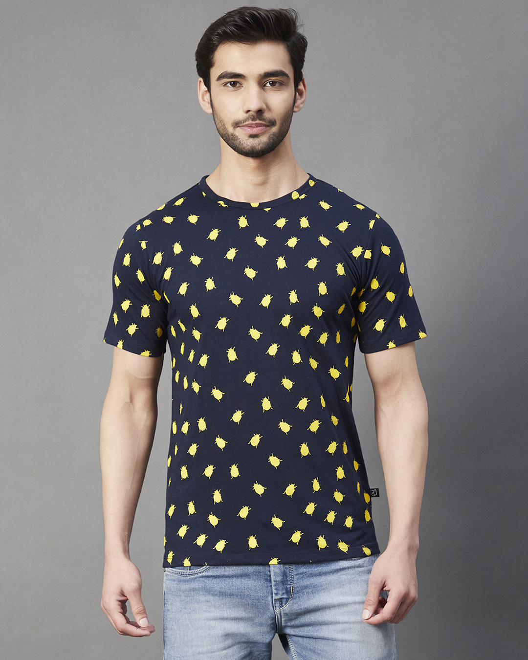 Buy Men's Blue Lady Bug Printed Slim Fit T-shirt Online at Bewakoof