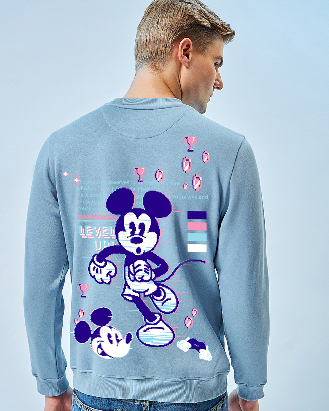 Buy Men's Blue Level Up Mickey Graphic Printed Sweatshirt Online at ...