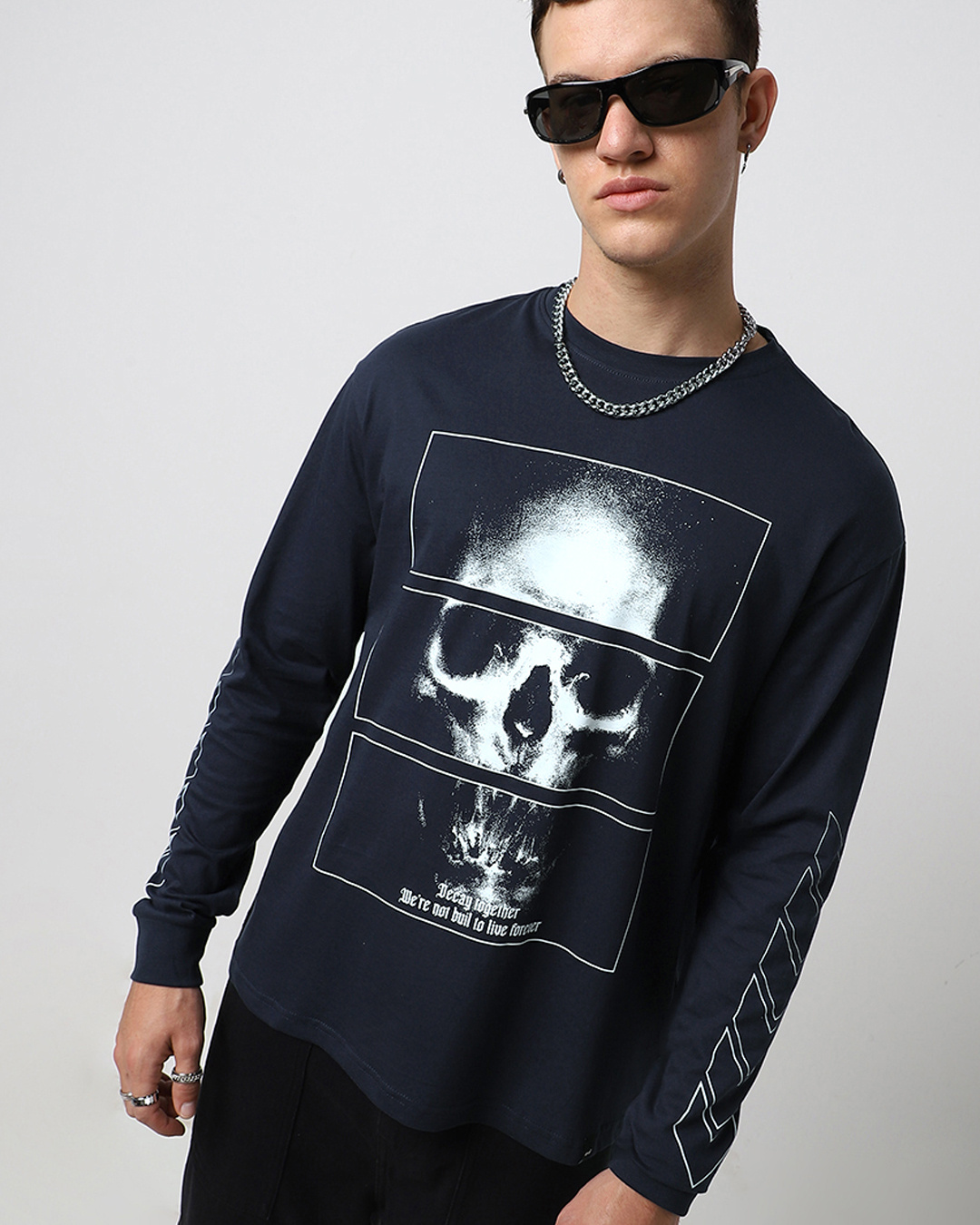 Buy Men's Blue Life Decay Graphic Printed Oversized T-shirt Online at ...