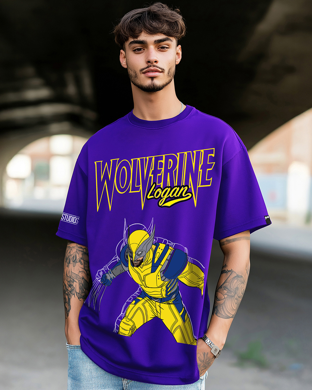 Buy Men's Blue Logan Graphic Printed Oversized T-shirt Online at Bewakoof