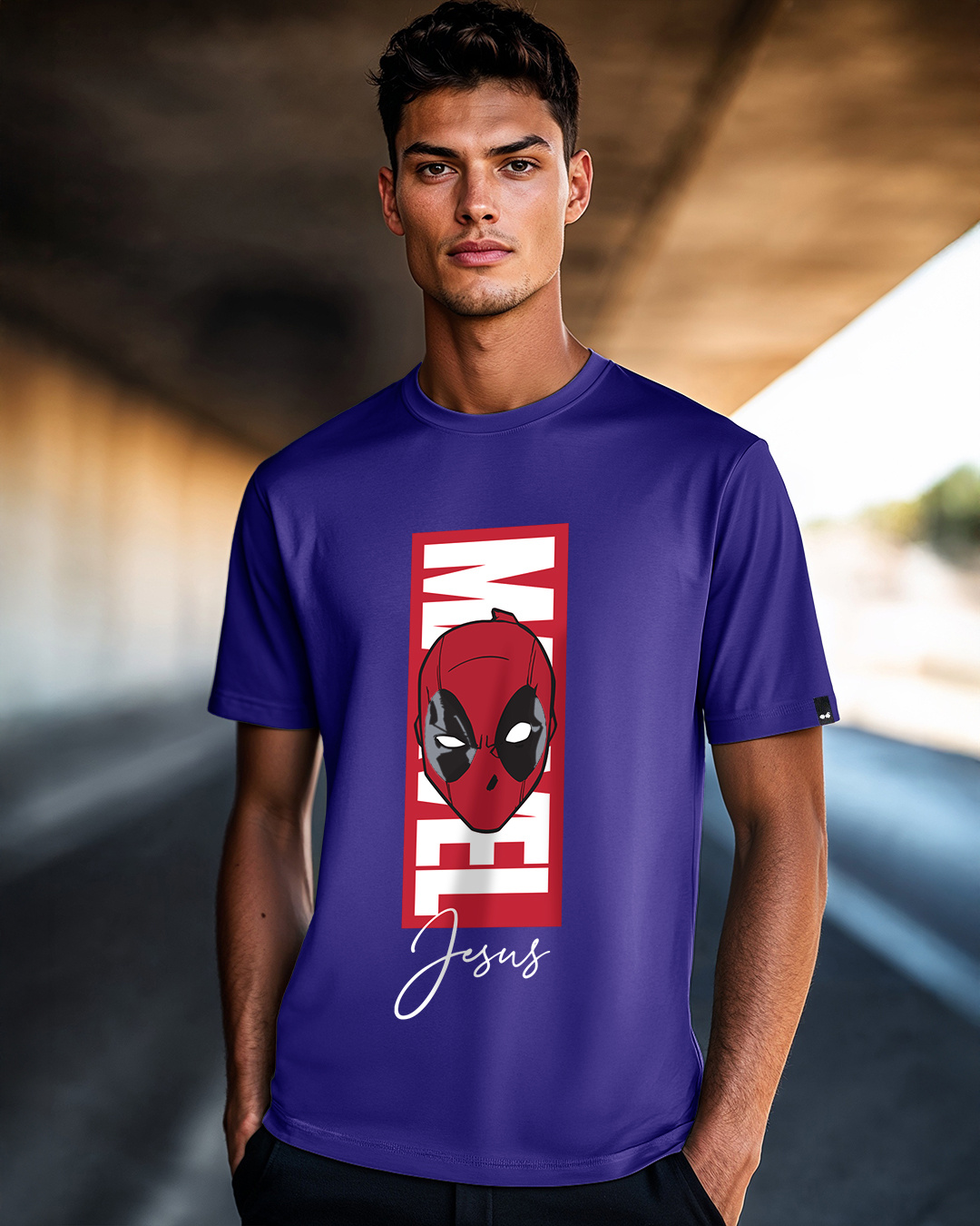 Buy Men's Blue Marvel Jesus Graphic Printed T-shirt Online at Bewakoof