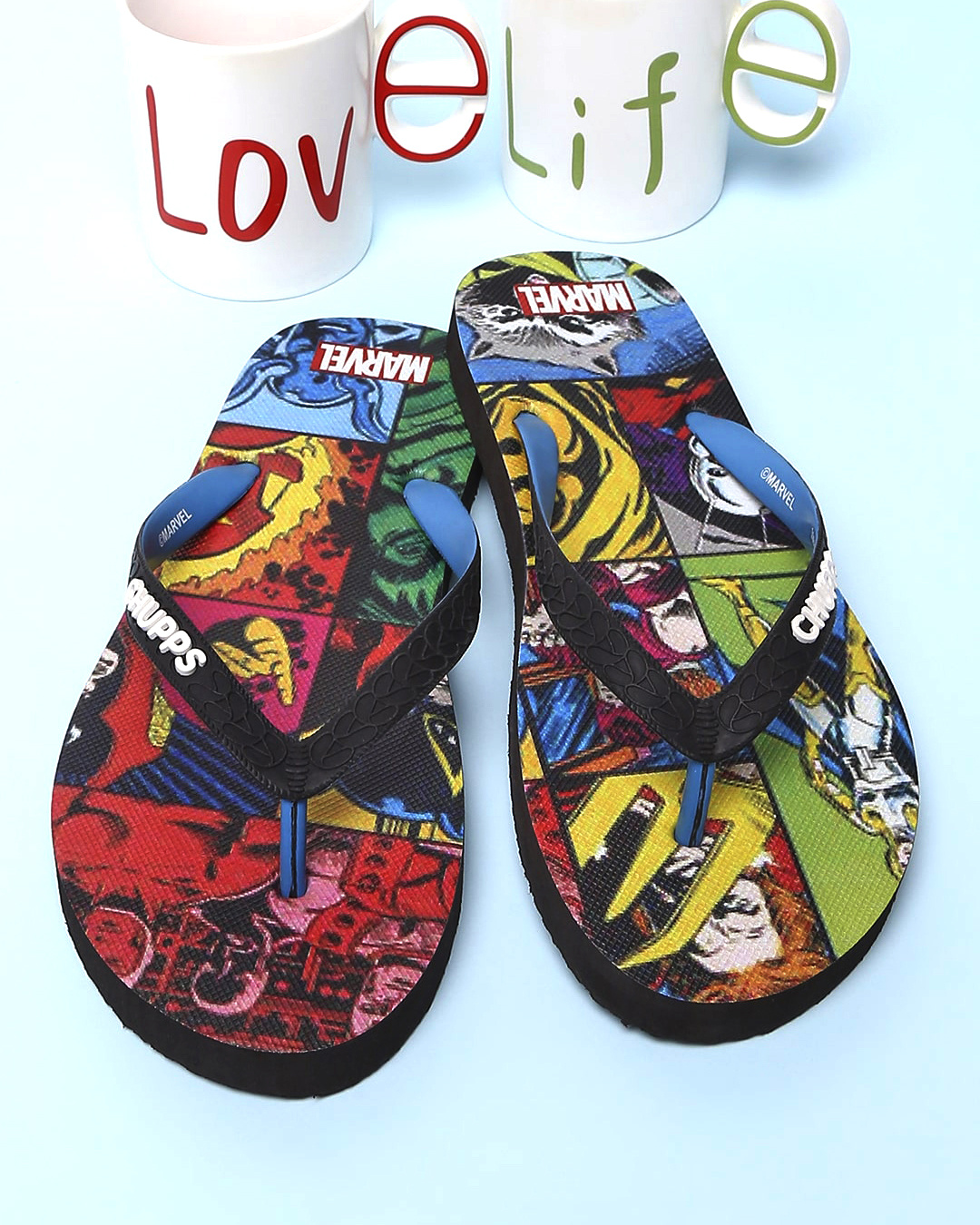 Buy Men's Blue Marvel Printed Flip Flops Online in India at Bewakoof