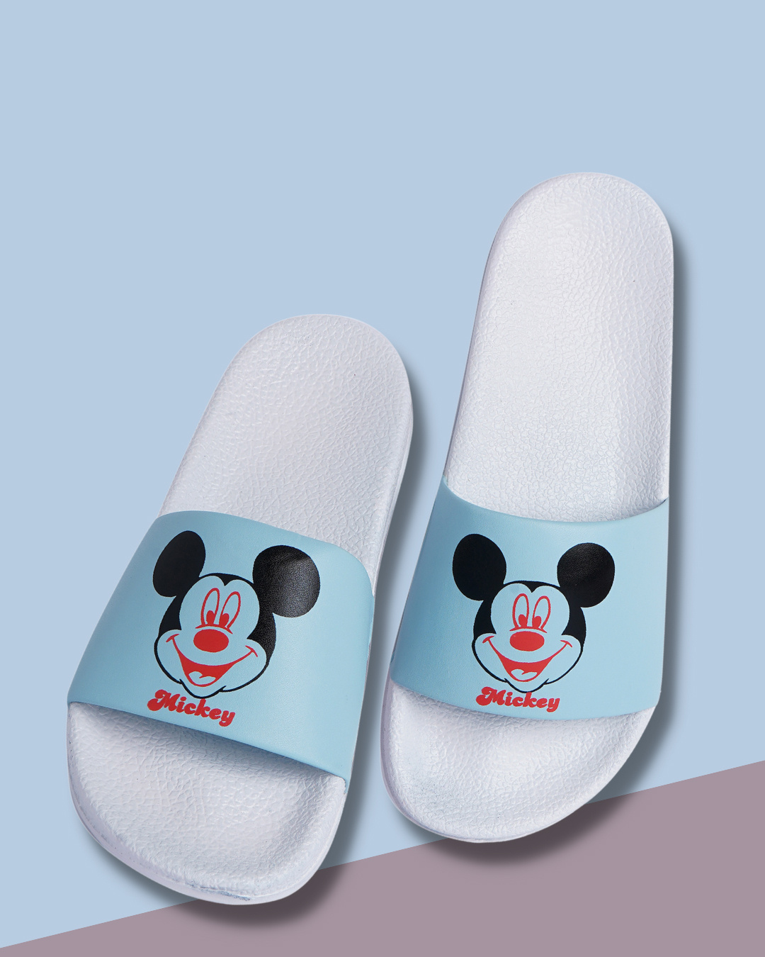 Buy Men's Blue Mickey Mouse Printed Sliders Online in India at Bewakoof