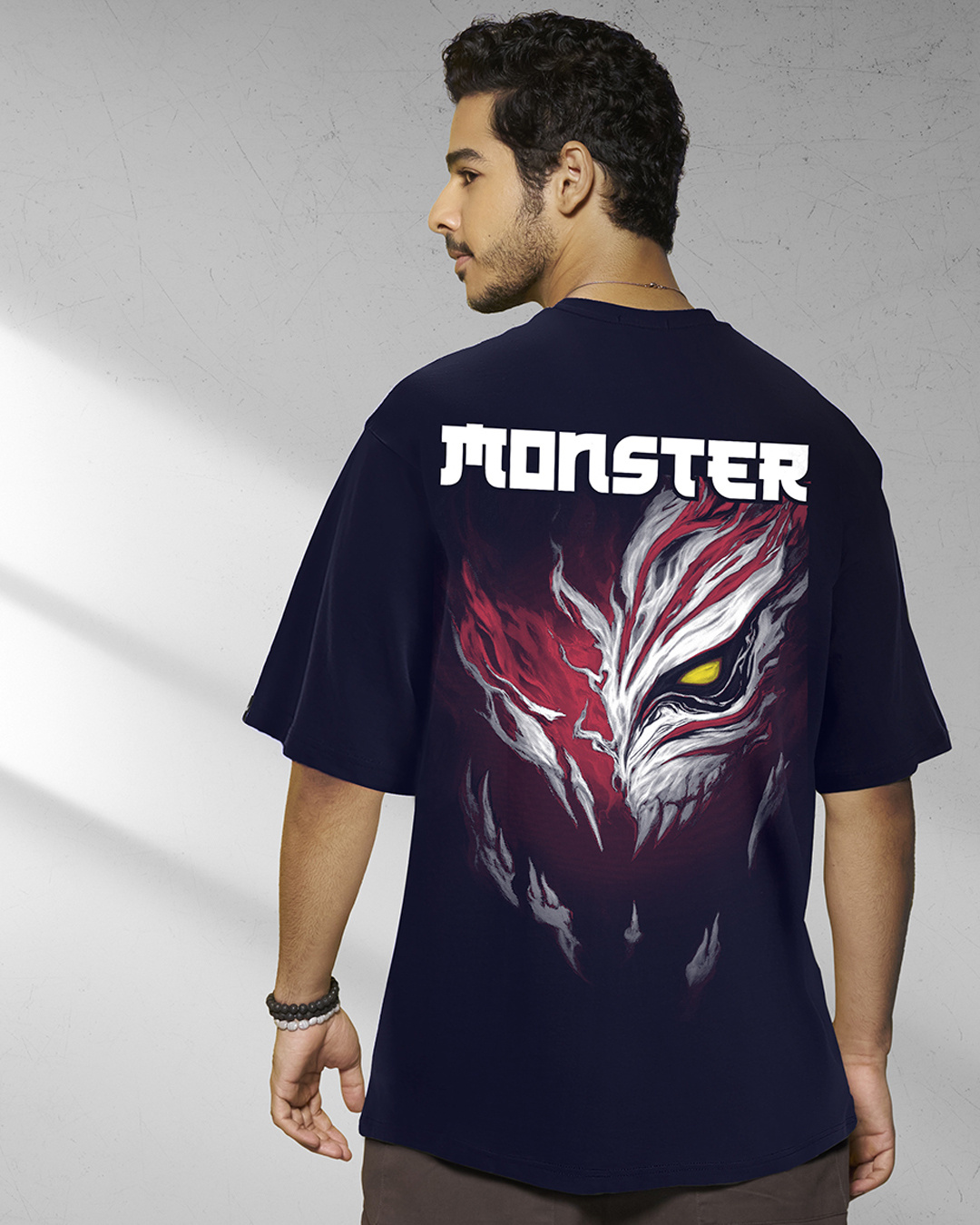 Buy Men's Blue Monster Graphic Printed Oversized T-shirt Online at Bewakoof