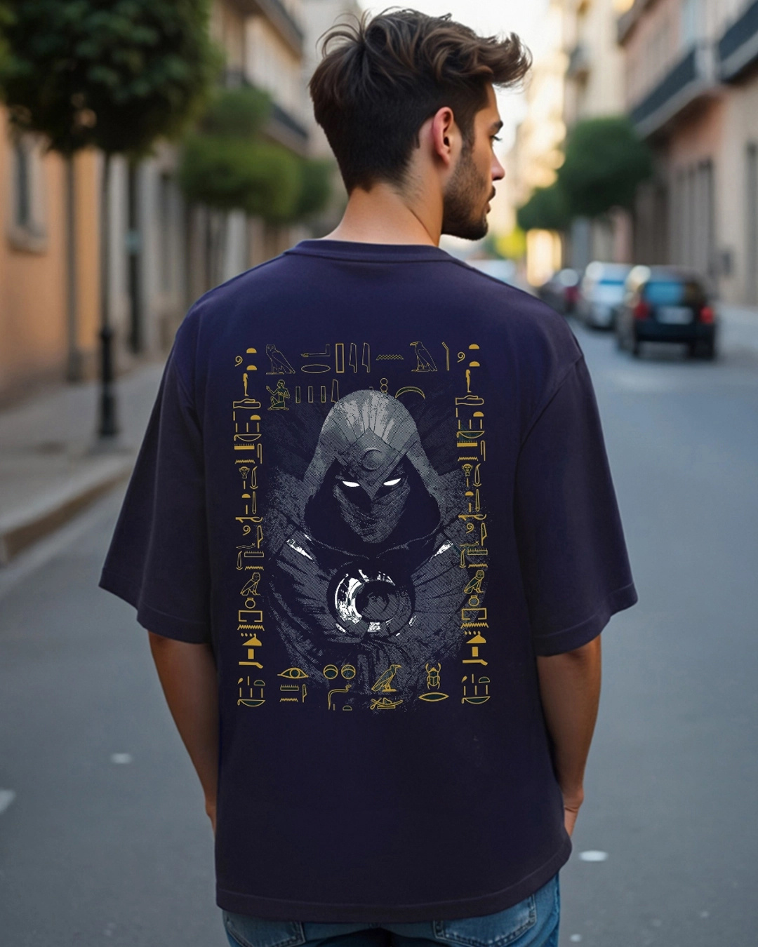 Buy Men's Blue Moon Knight Graphic Printed Oversized T-shirt Online at ...