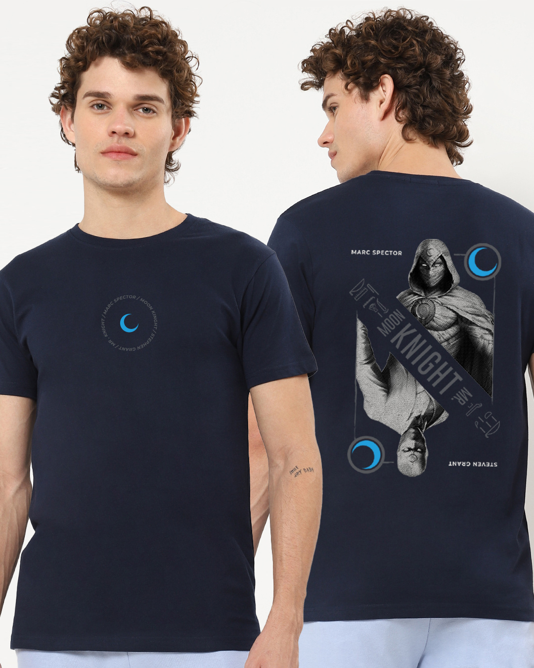 Buy Men's Blue Moon Knight X Mr.Knight Back Graphic Printed T-shirt ...