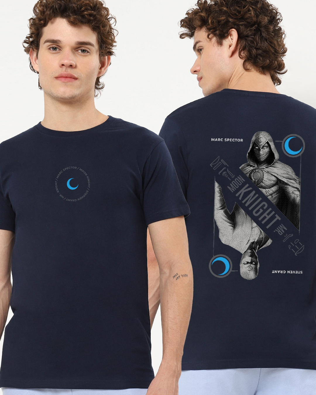 Buy Men's Blue Moon Knight X Mr. Knight Back Graphic Printed T-shirt ...