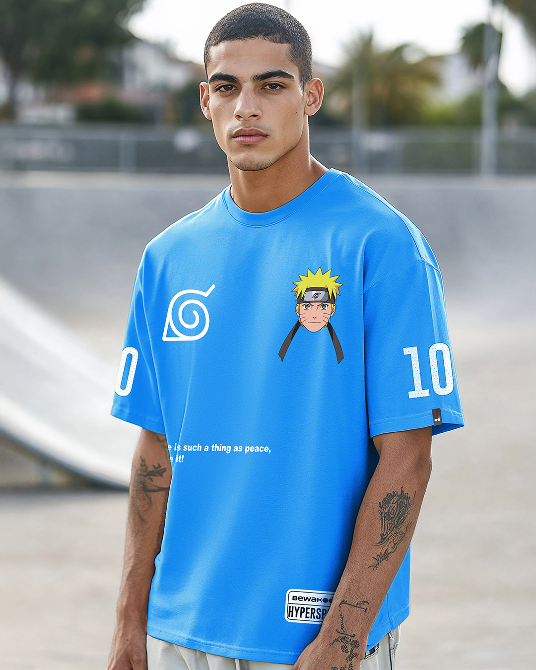 Buy Men's Blue Naruto Graphic Printed Oversized T-shirt Online at Bewakoof