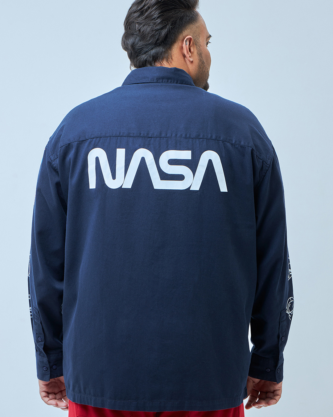Buy Men's Blue Nasa Graphic Printed Oversized Plus Size Shirt Online at ...