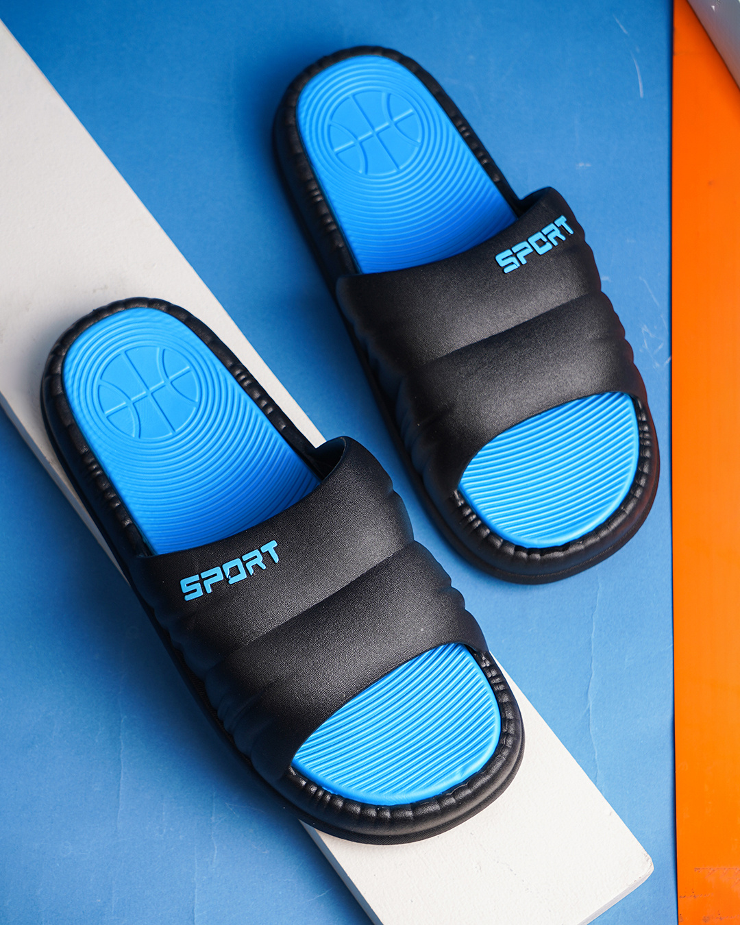 Buy Men's Blue & Navy Blue Sliders Online in India at Bewakoof