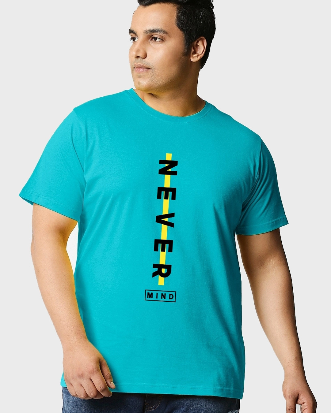 Buy Men's Blue Never Mind Typography Plus Size T-shirt Online at Bewakoof