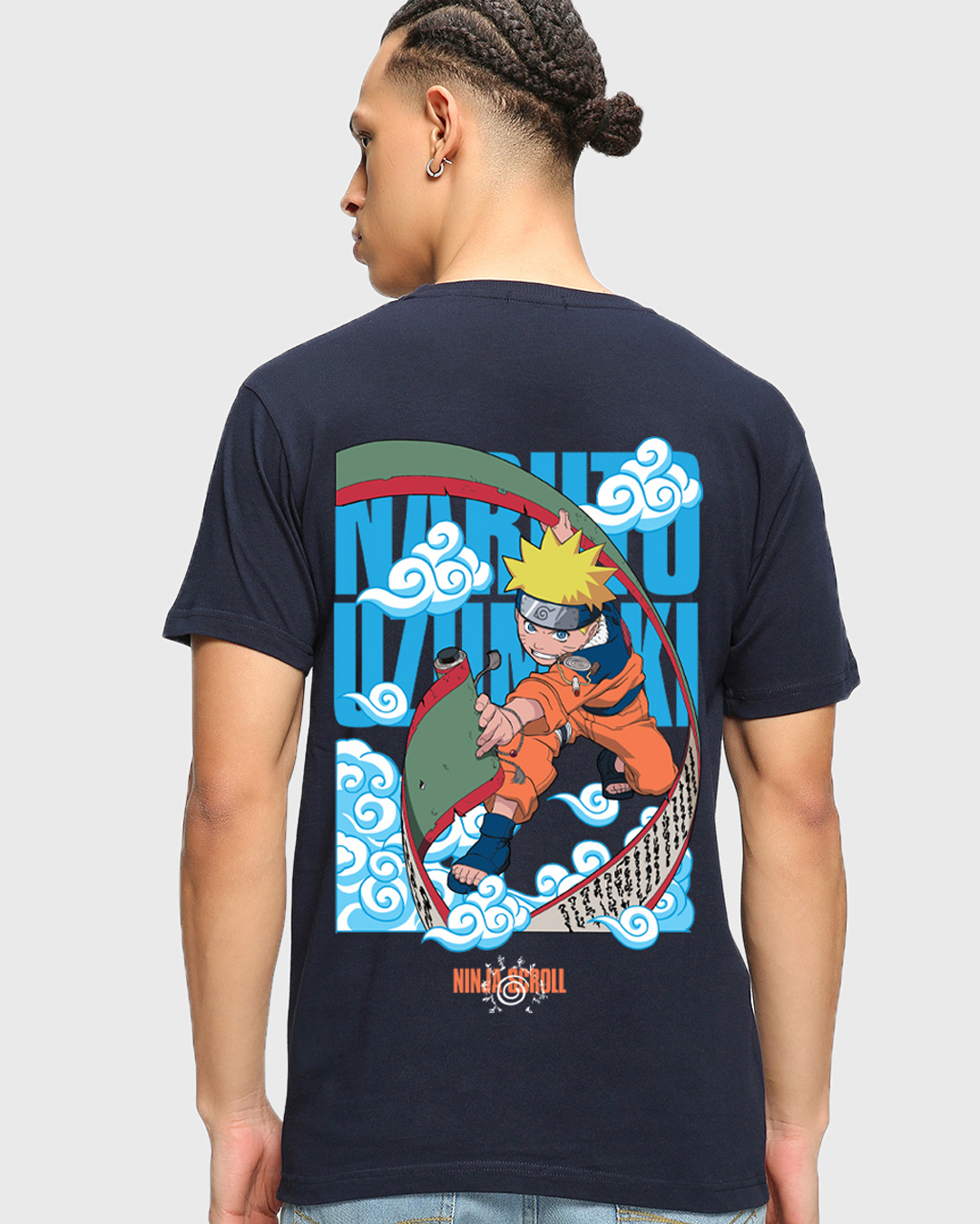 Buy Men's Blue Ninja Scroll Graphic Printed T-shirt Online at Bewakoof