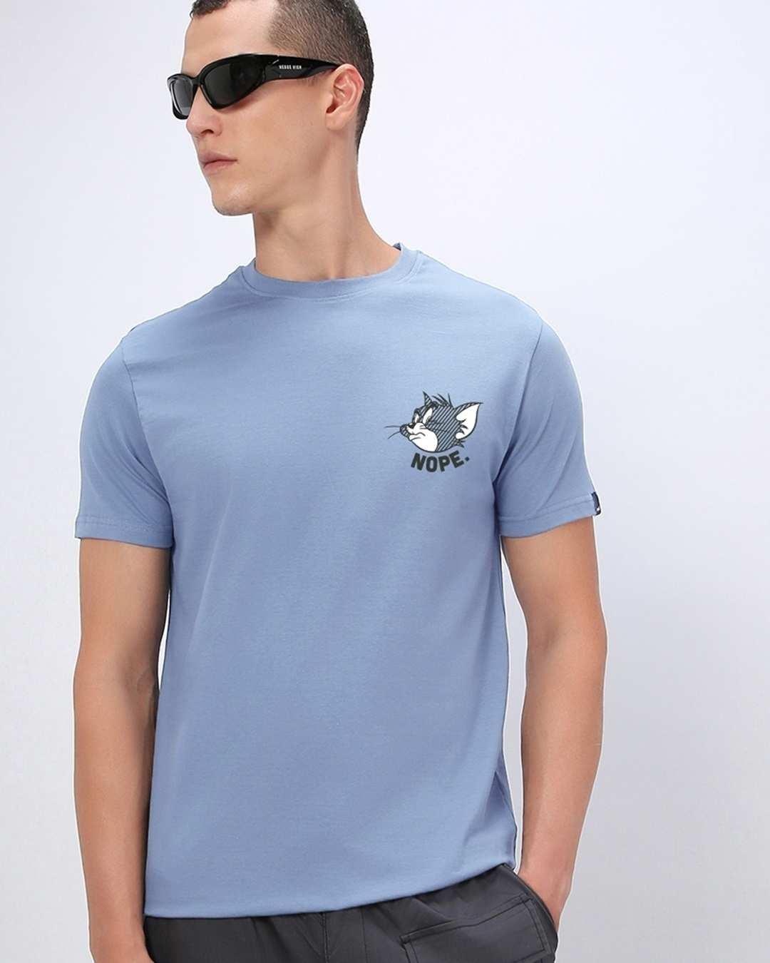 Buy Men's Blue Nope Graphic Printed T-shirt Online at Bewakoof