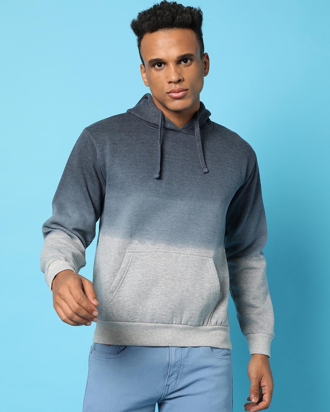 Buy Men's Blue Ombre Hooded Sweatshirt Online at Bewakoof