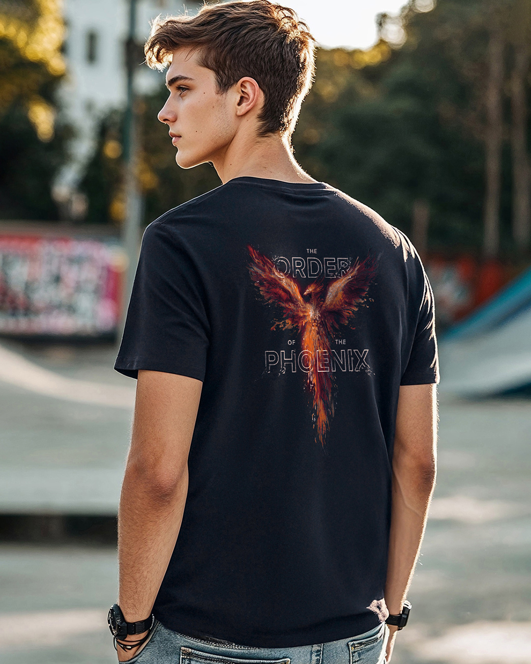 Buy Men's Blue Order of the Phoenix Graphic Printed T-shirt Online at ...