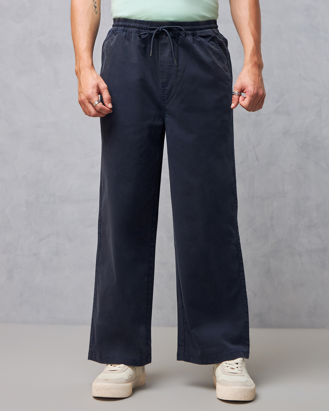 Buy Men's Blue Baggy Oversized Casual Pants Online at Bewakoof