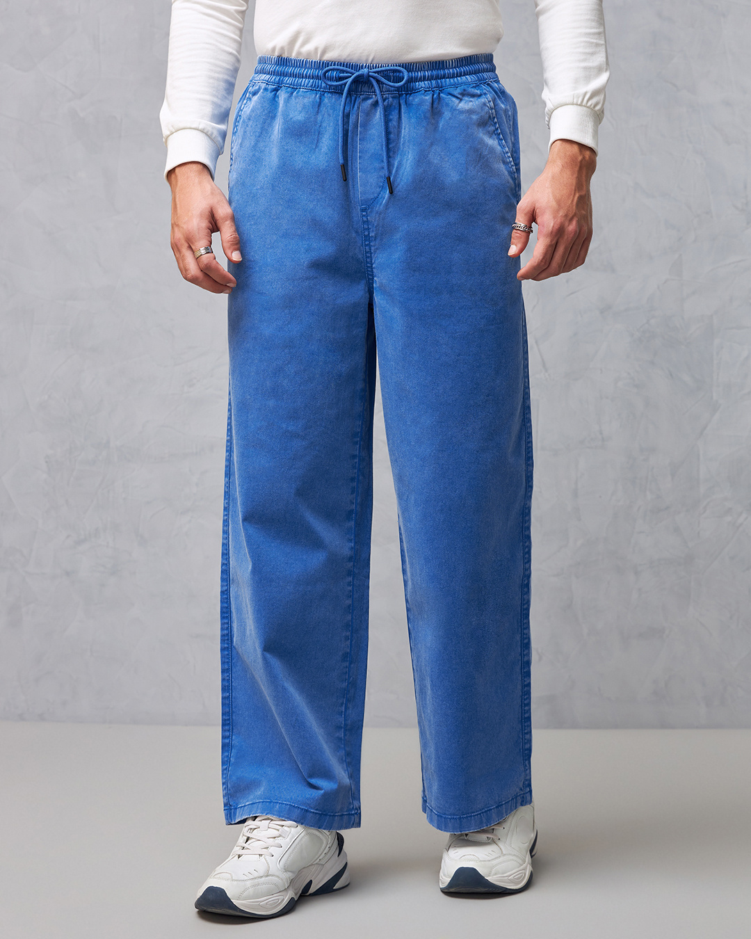 Buy Men's Blue Baggy Oversized Casual Pants Online at Bewakoof