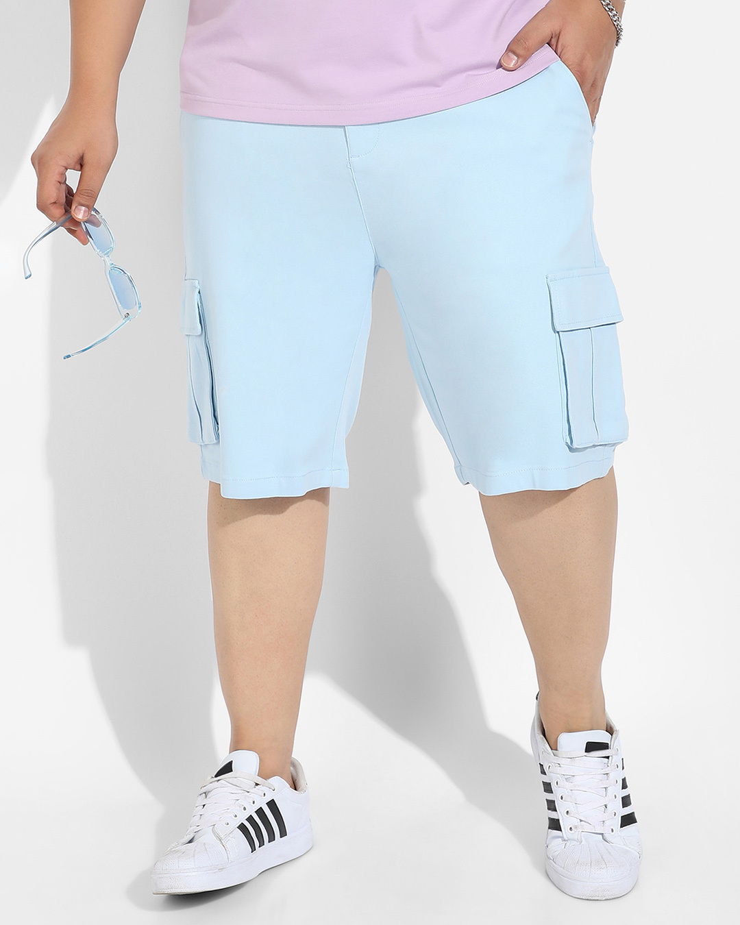Buy Men's Blue Oversized Plus Size Cargo Shorts Online at Bewakoof